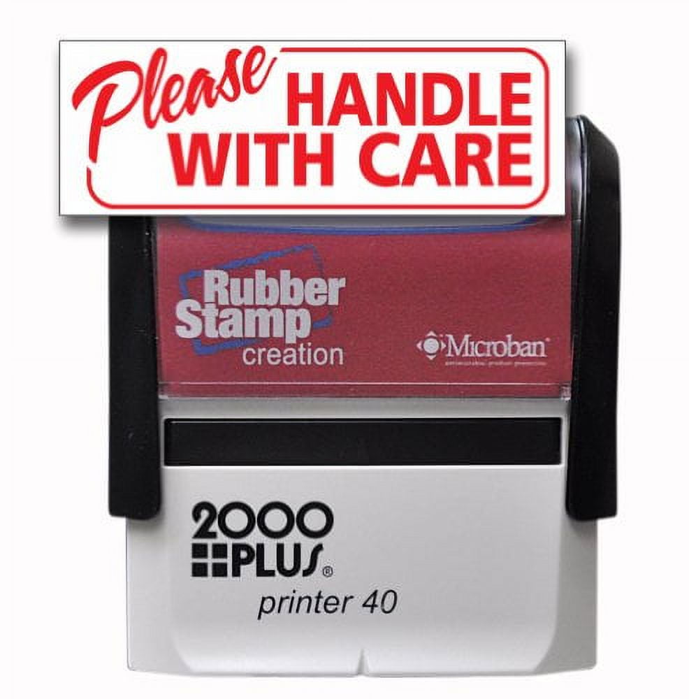 Please HANDLE WITH CARE Self Inking Stamp - Red Ink (Large) - Walmart.com