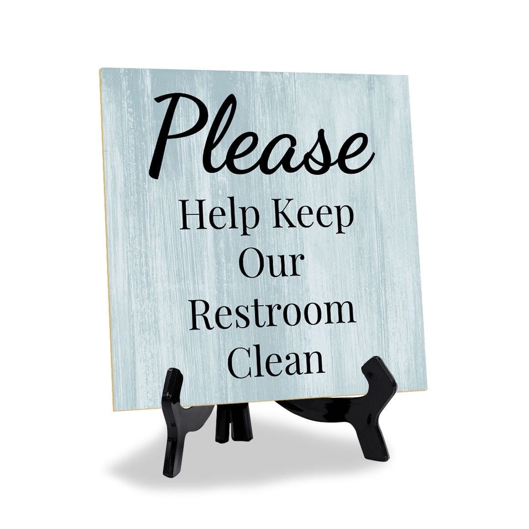 Please Help Keep Our Restroom Clean 5"x 5" Square Table Sign With ...