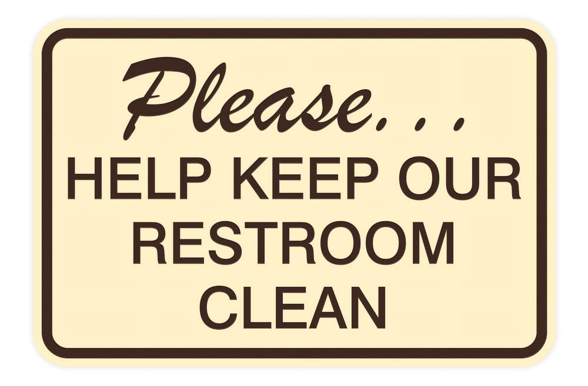 Please Help Keep Our Restroom Clean Wall Door Sign - Ivory / Dark Brown ...