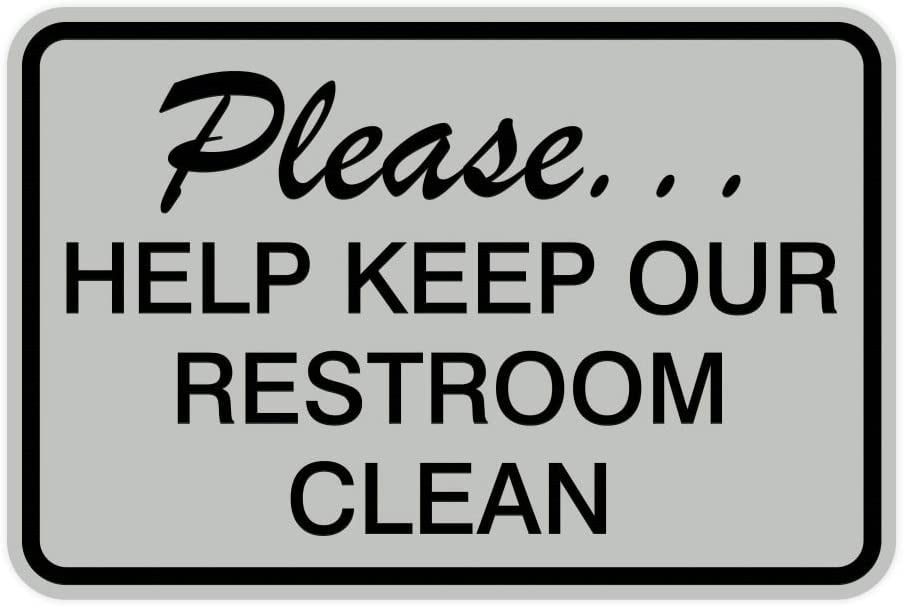 Please Help Keep Our Restroom Clean Wall Door Sign - Lt Gray (Small ...