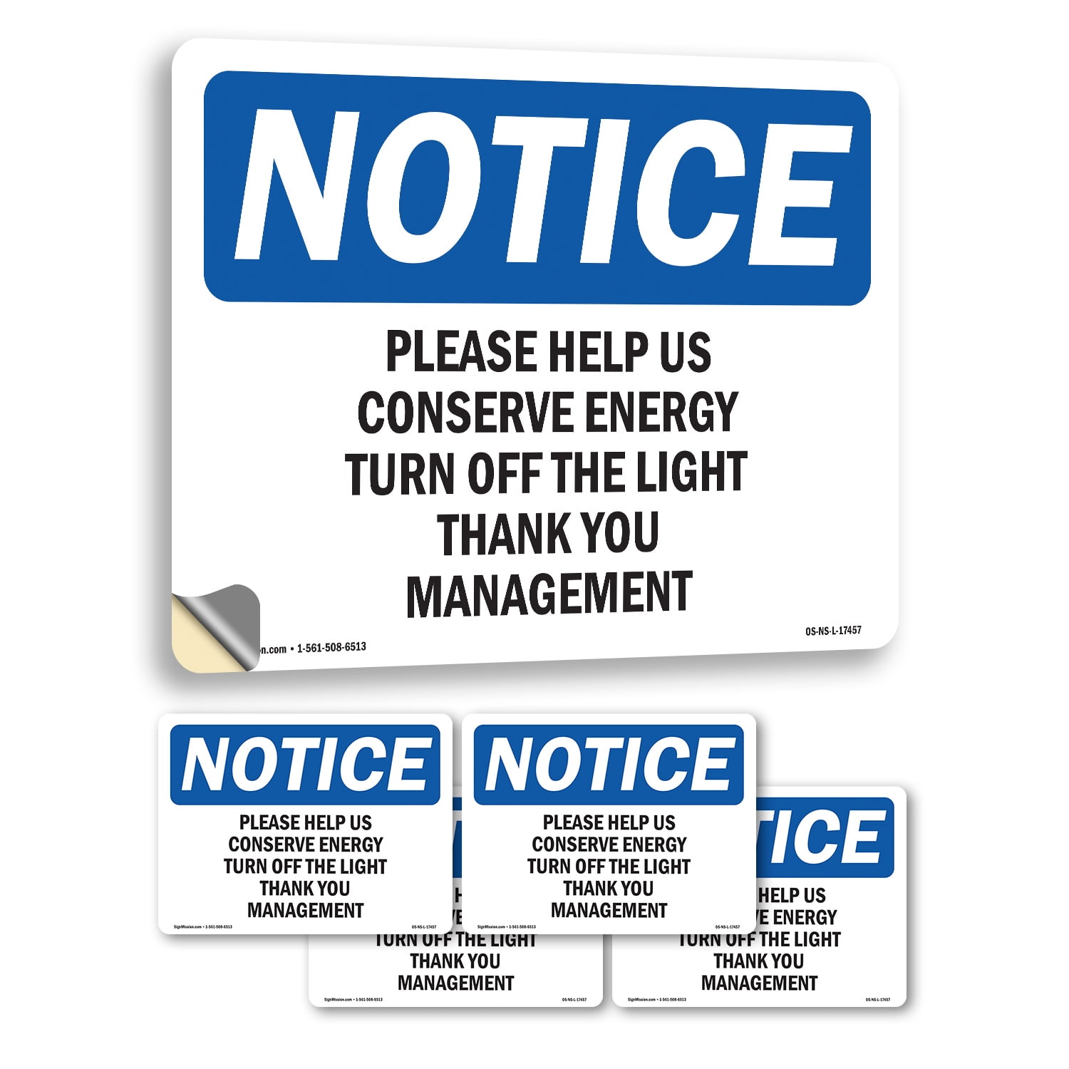 Please Help Us Conserve Energy Turn Off OSHA Notice Vinyl Decal Label 7 ...