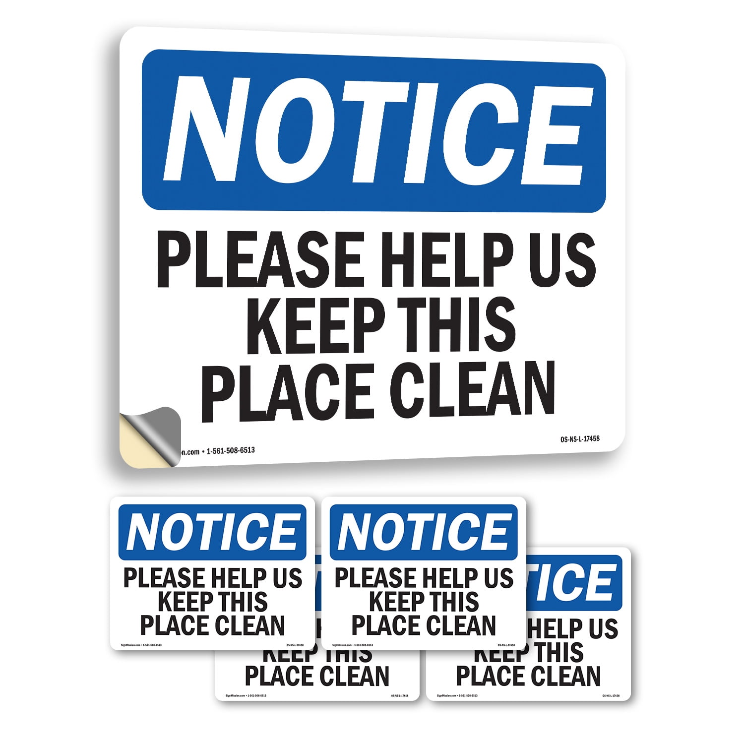 Please Help Us Keep This Place Clean OSHA Notice Vinyl Decal Label 10 ...