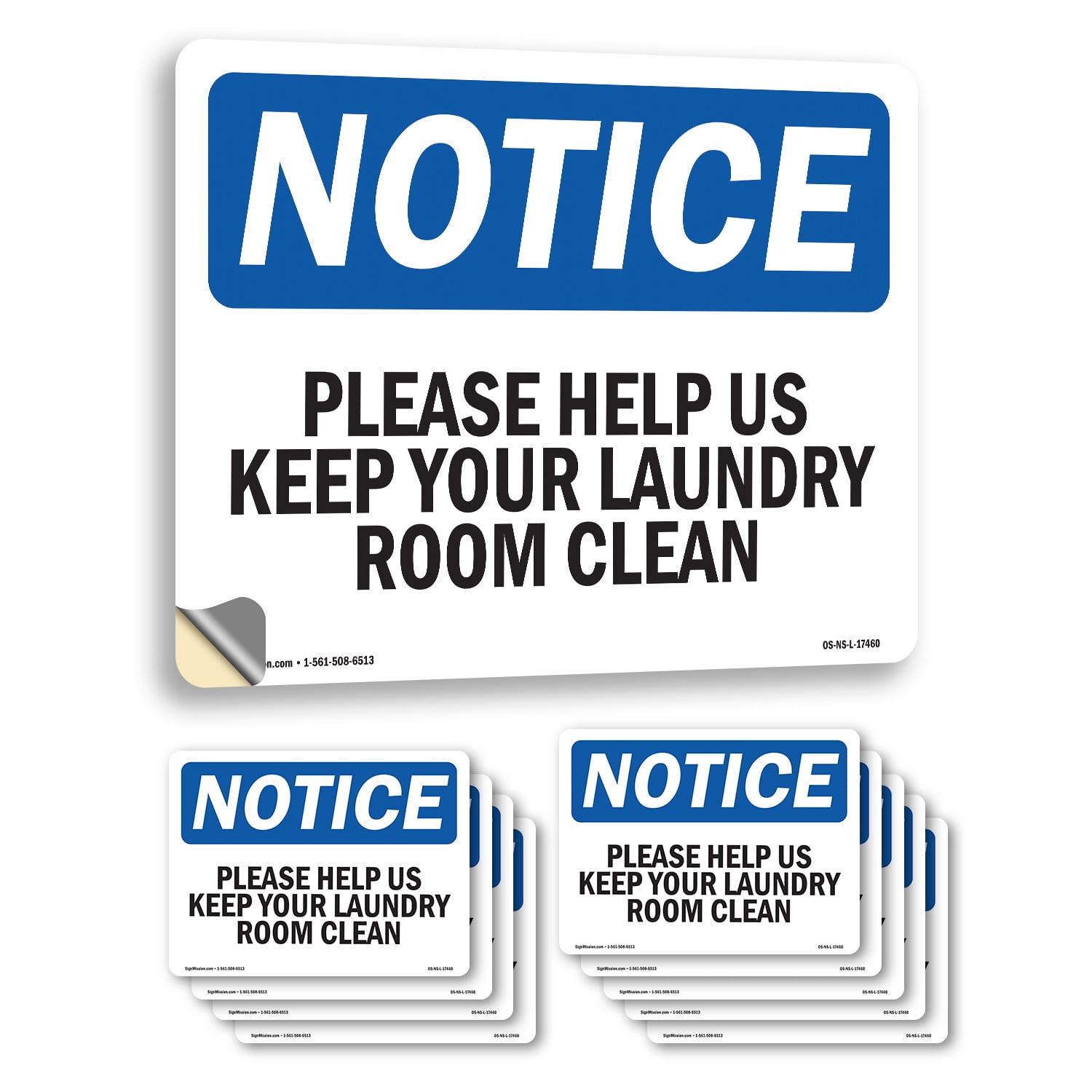 Please Help Us Keep Your Laundry Room Clean OSHA Notice Vinyl Decal ...