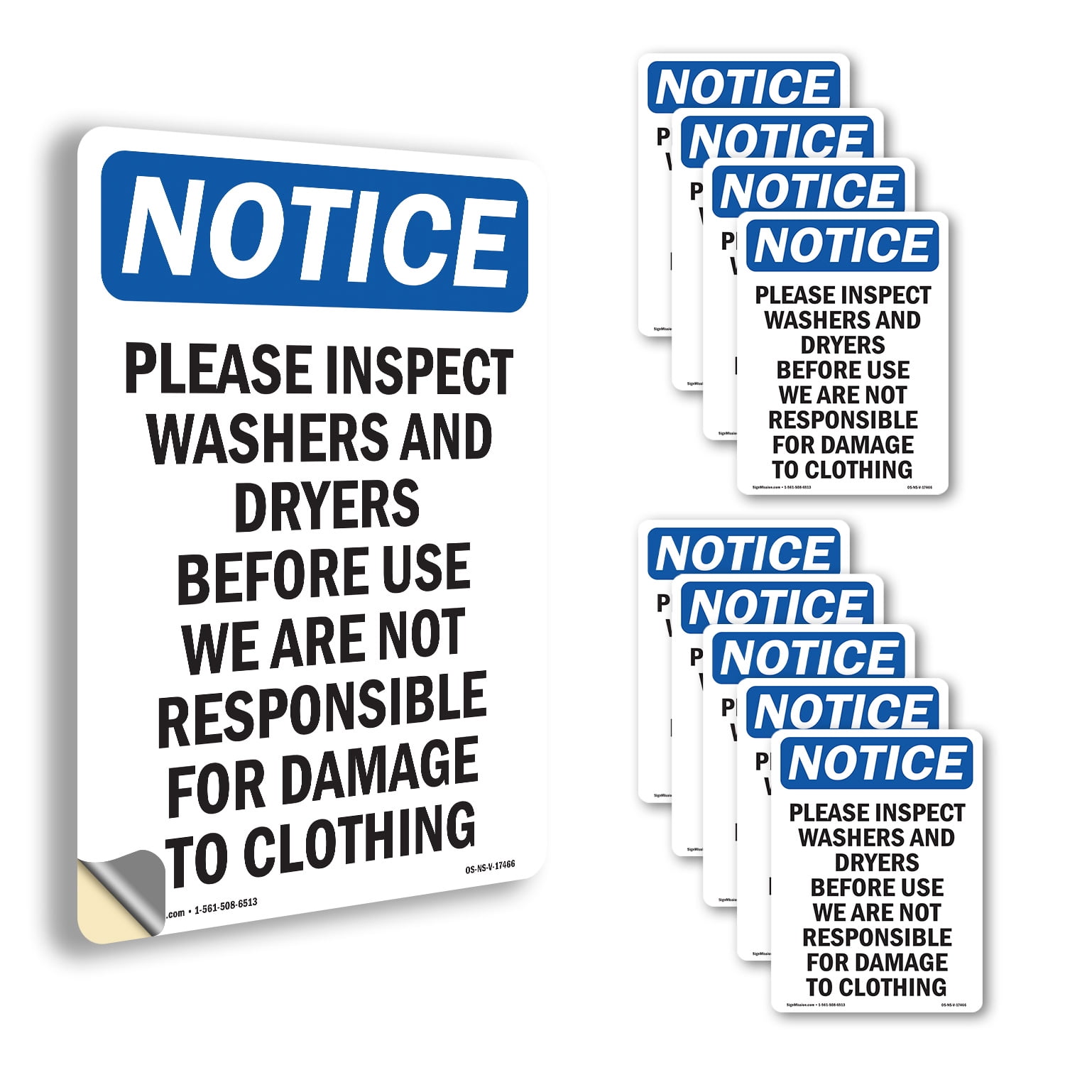 Please Inspect Washers And Dryers OSHA Notice Vinyl Decal Label 5 Inch ...