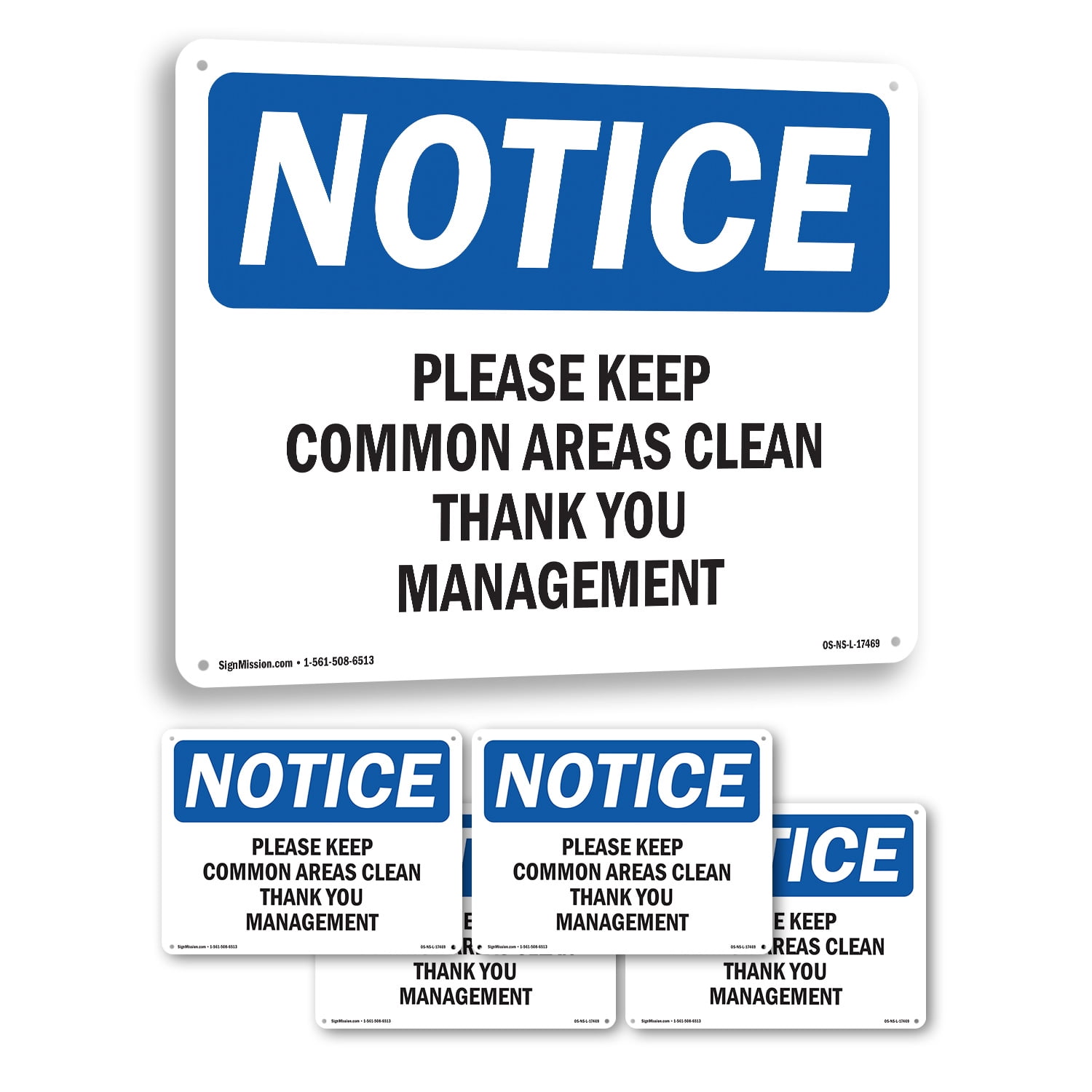 Please Keep Common Areas Clear Thank You OSHA Notice Rigid Plastic Sign ...