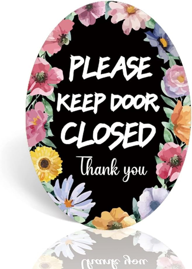 Please Keep Door Closed Sign for House Flower Front Door Thank You Sign ...