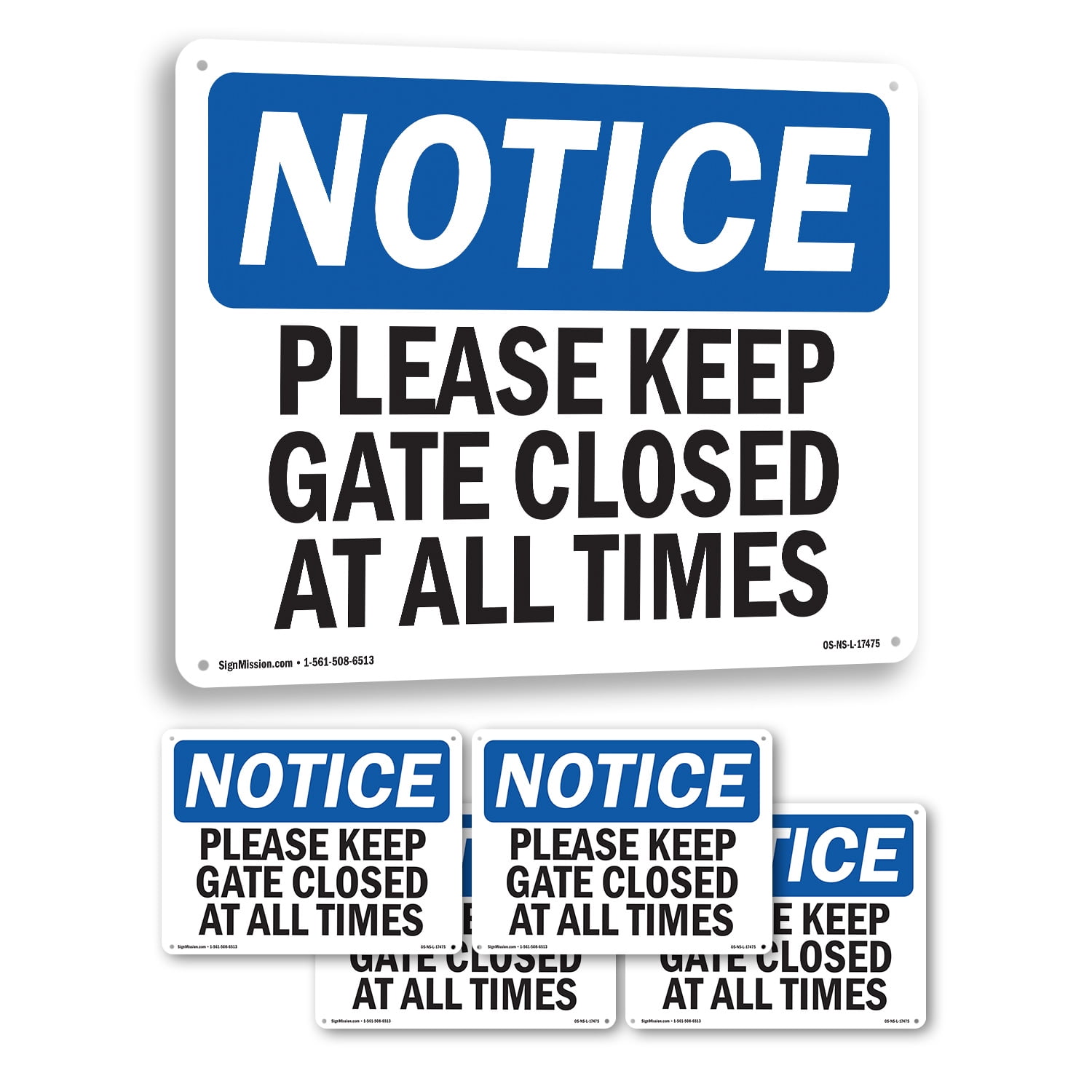 Please Keep Gate Closed At All Times OSHA Notice Rigid Plastic Sign 10 ...