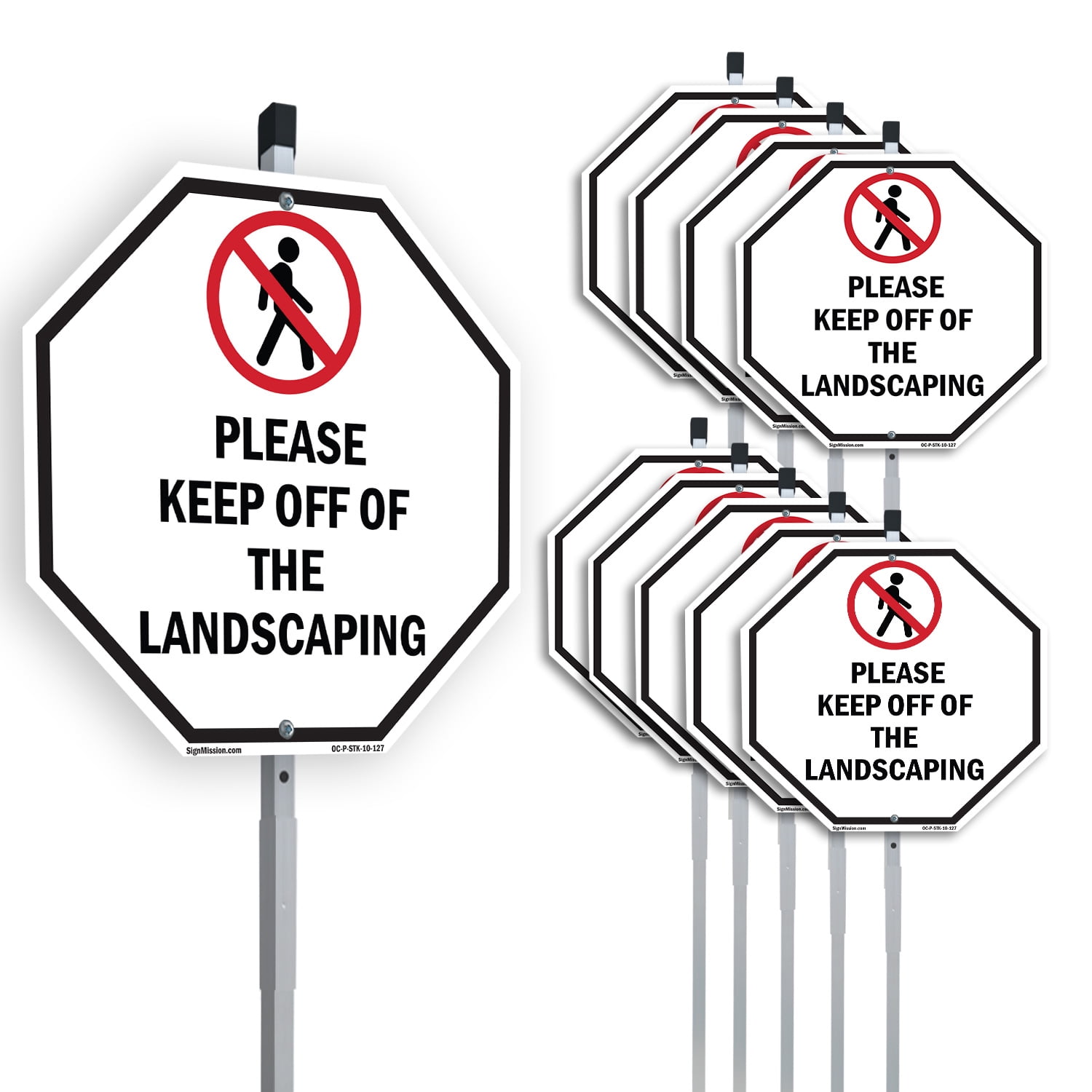 Please Keep Off of The Landscaping (10 Pack) 10 inch X 10 inch Octagon ...