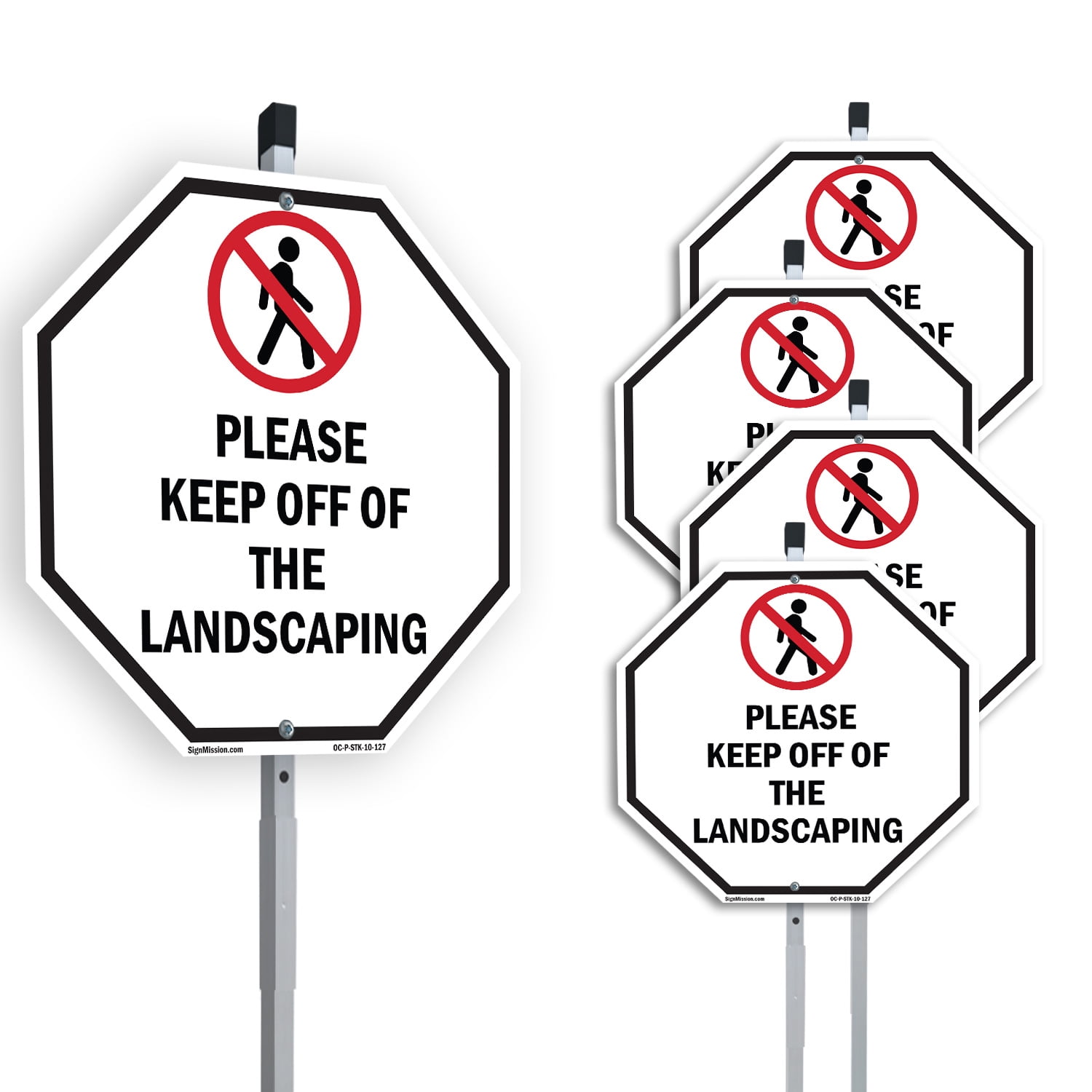 Please Keep Off of The Landscaping (5 Pack) 10 inch X 10 inch Octagon ...