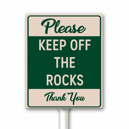 Please Keep Off The Rocks Aluminum Sign, Falling Rocks Sign, Do Not Mow ...