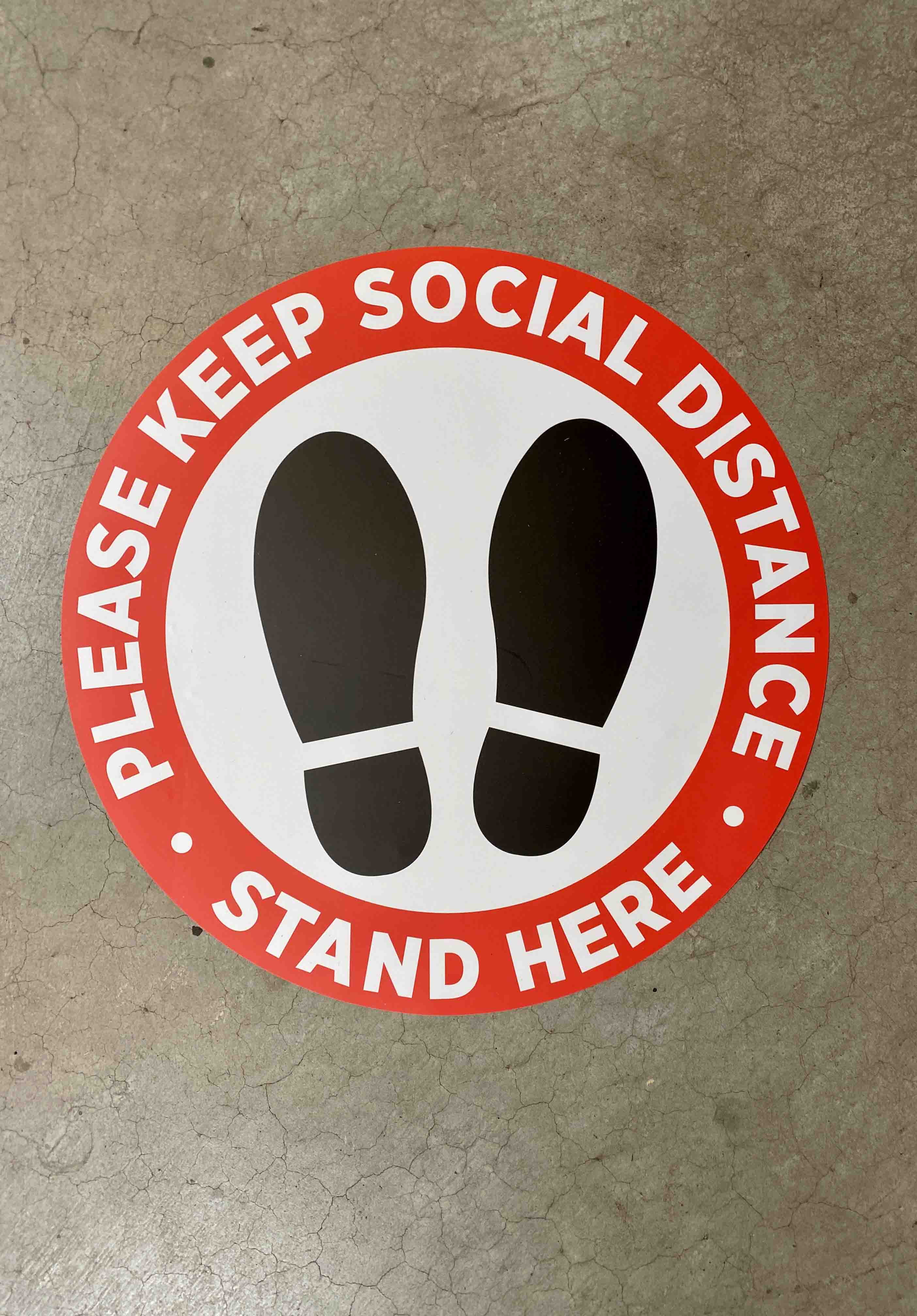 Please Keep Social Distance - Stand Here - Vinyl Floor Decals | 12 ...