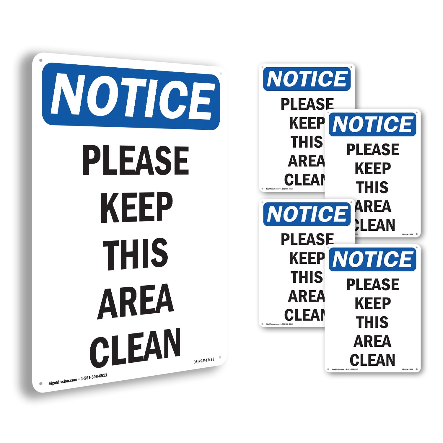 Please Keep This Area Clean OSHA Notice Aluminum Sign 18 Inch x 12 Inch ...