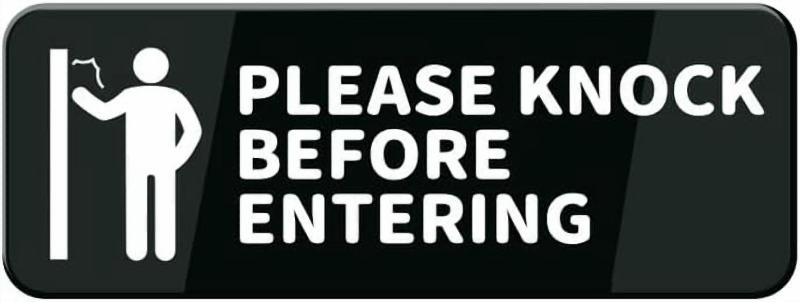Please Knock Before Entering Sign 10"X3" Black White Acrylic - Self ...