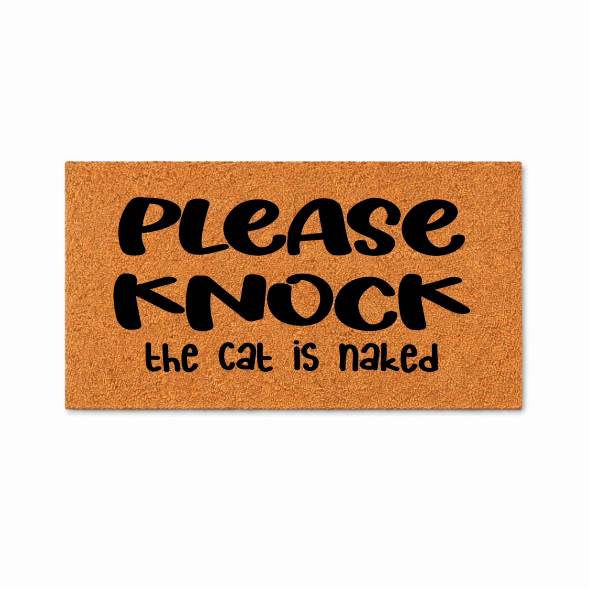 Please Knock The Cat Is Naked - Brown Coir PVC Outdoor Doormat (36x60 ...