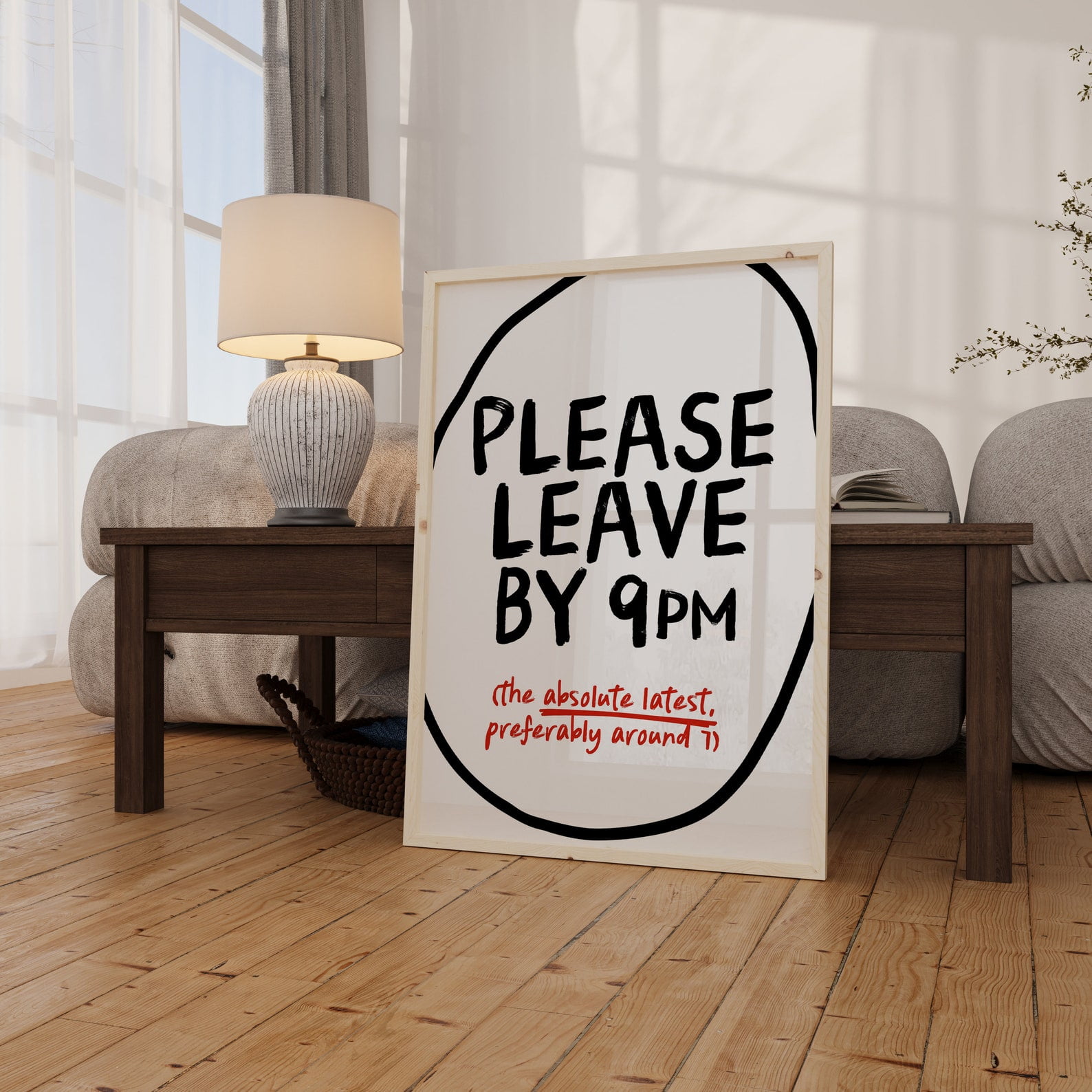 Please Leave By 9PM Fun Retro Print - Funny Humour Leave By 9 ...