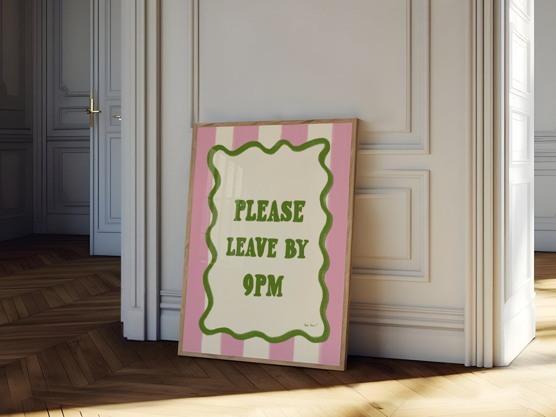 Please Leave By 9Pm Wall Art, Typography Wall Art, Funny Quote Print ...