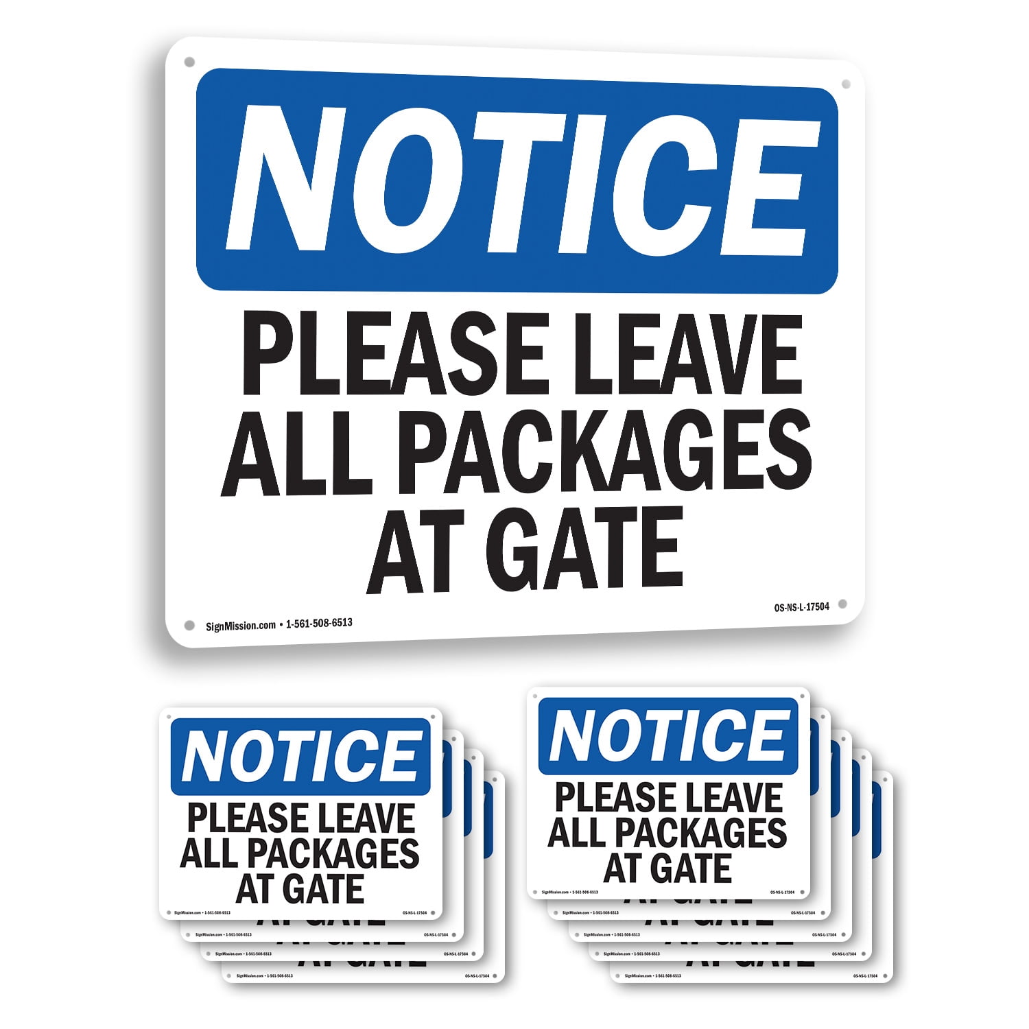 Please Leave All Packages At Gate OSHA Notice Rigid Plastic Sign 18 ...