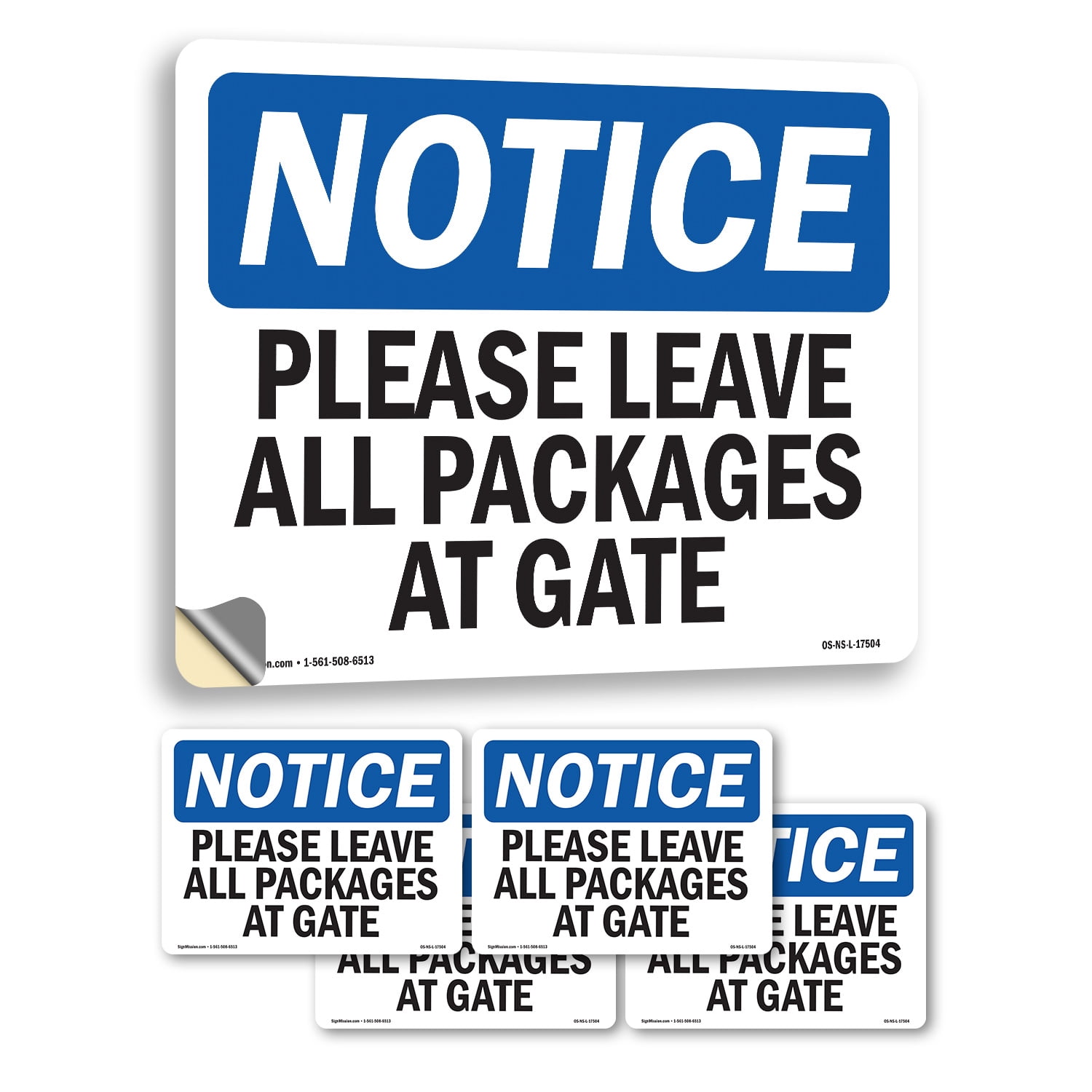 Please Leave All Packages At Gate OSHA Notice Vinyl Decal Label 7 Inch ...