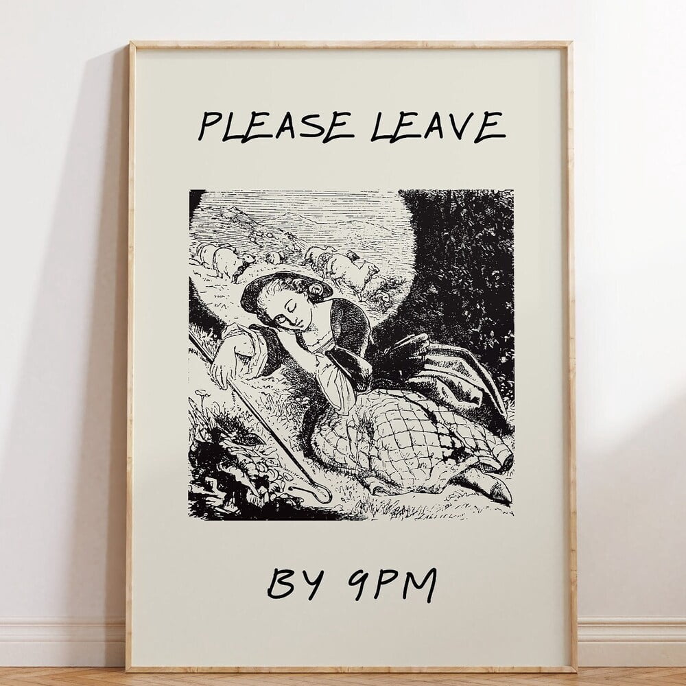 Please Leave By 9Pm Print Feminine Wall Art Funny Entryway Decor ...