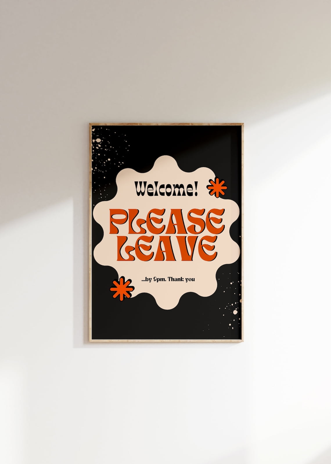 Please Leave By Nine Print • Retro Funny Living Room Art • Thanks For ...
