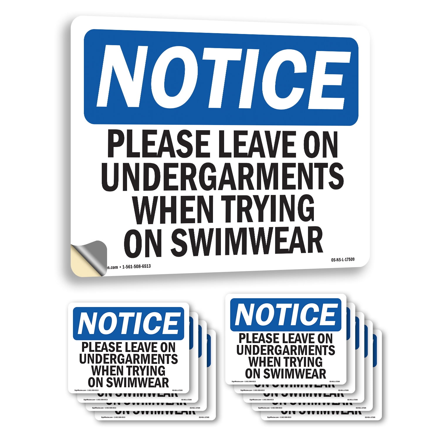 Please Leave On Undergarments When Trying OSHA Notice Vinyl Decal Label ...