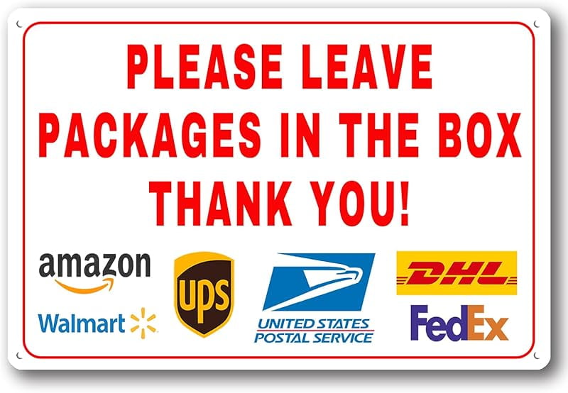 Please Leave Packages In The Box Sign Tinplate Sign - Delivery ...