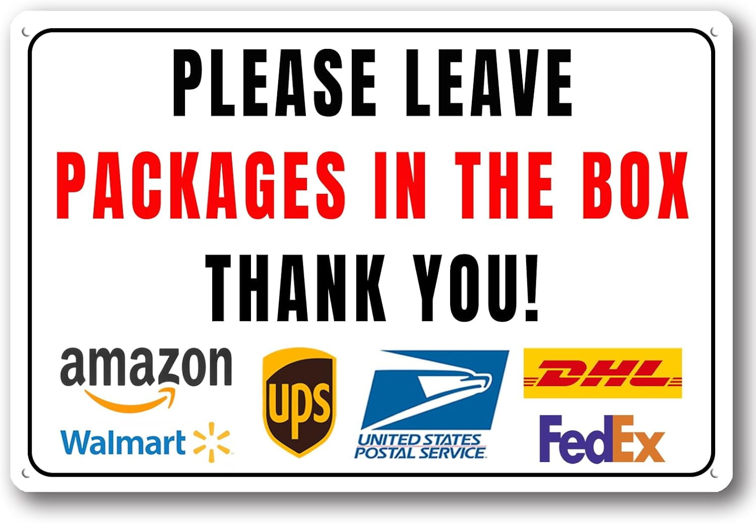 Please Leave Packages In The Box Thank You - Delivery Sign for Outdoor ...