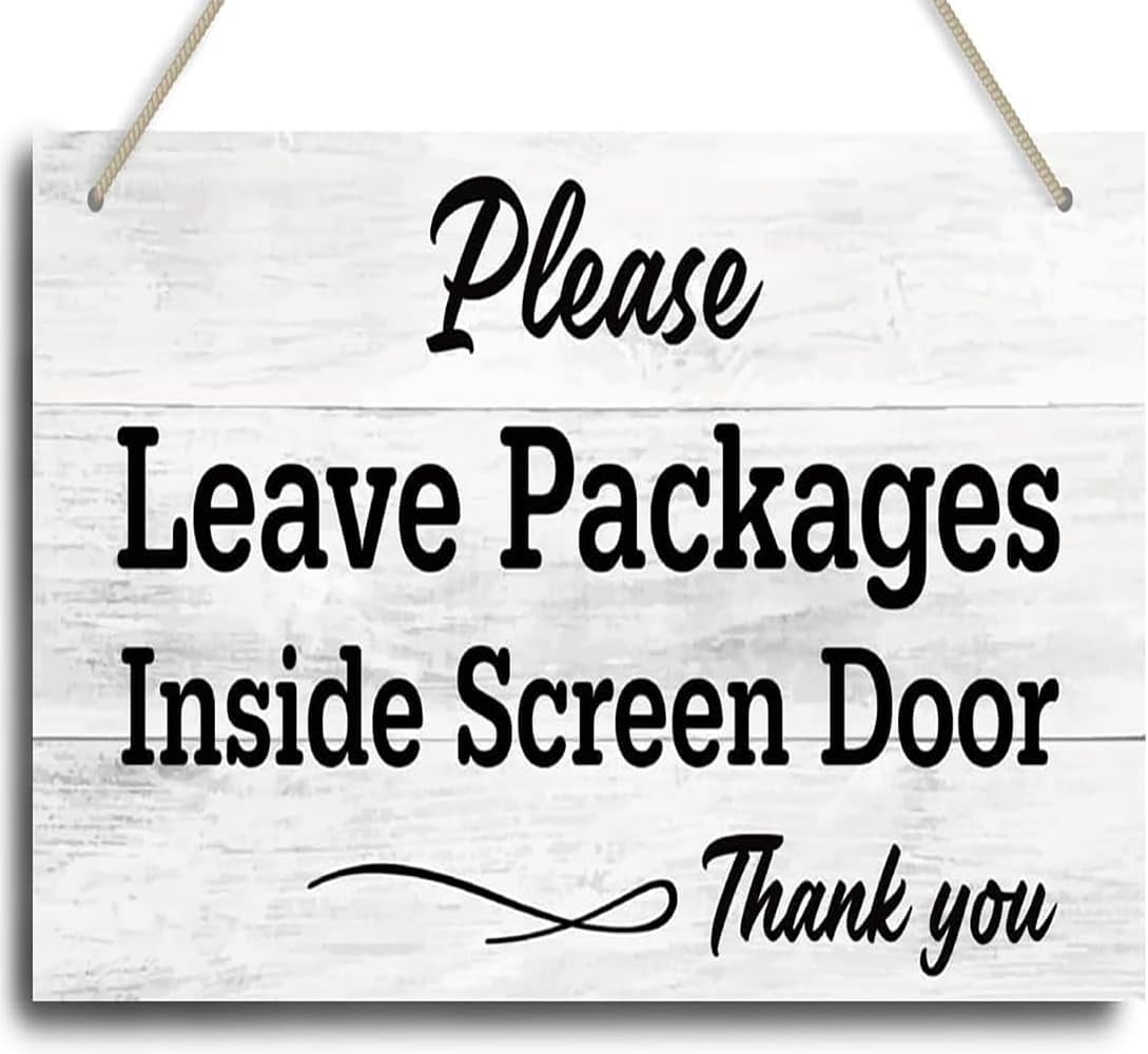 Please Leave Packages Inside Screen Door Sign for Door, Hanging Wood ...