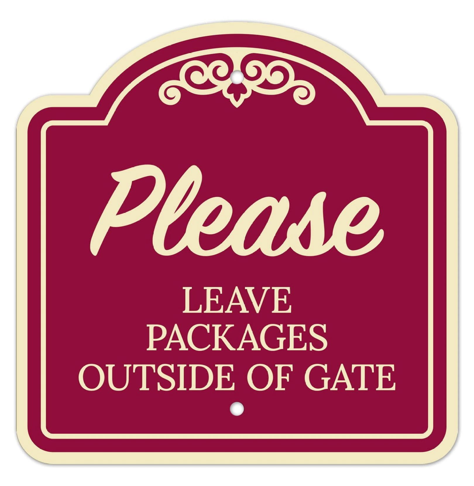 Please Leave Packages Outside Of Gate Décor Sign, Burgundy Dark, 12x12 ...
