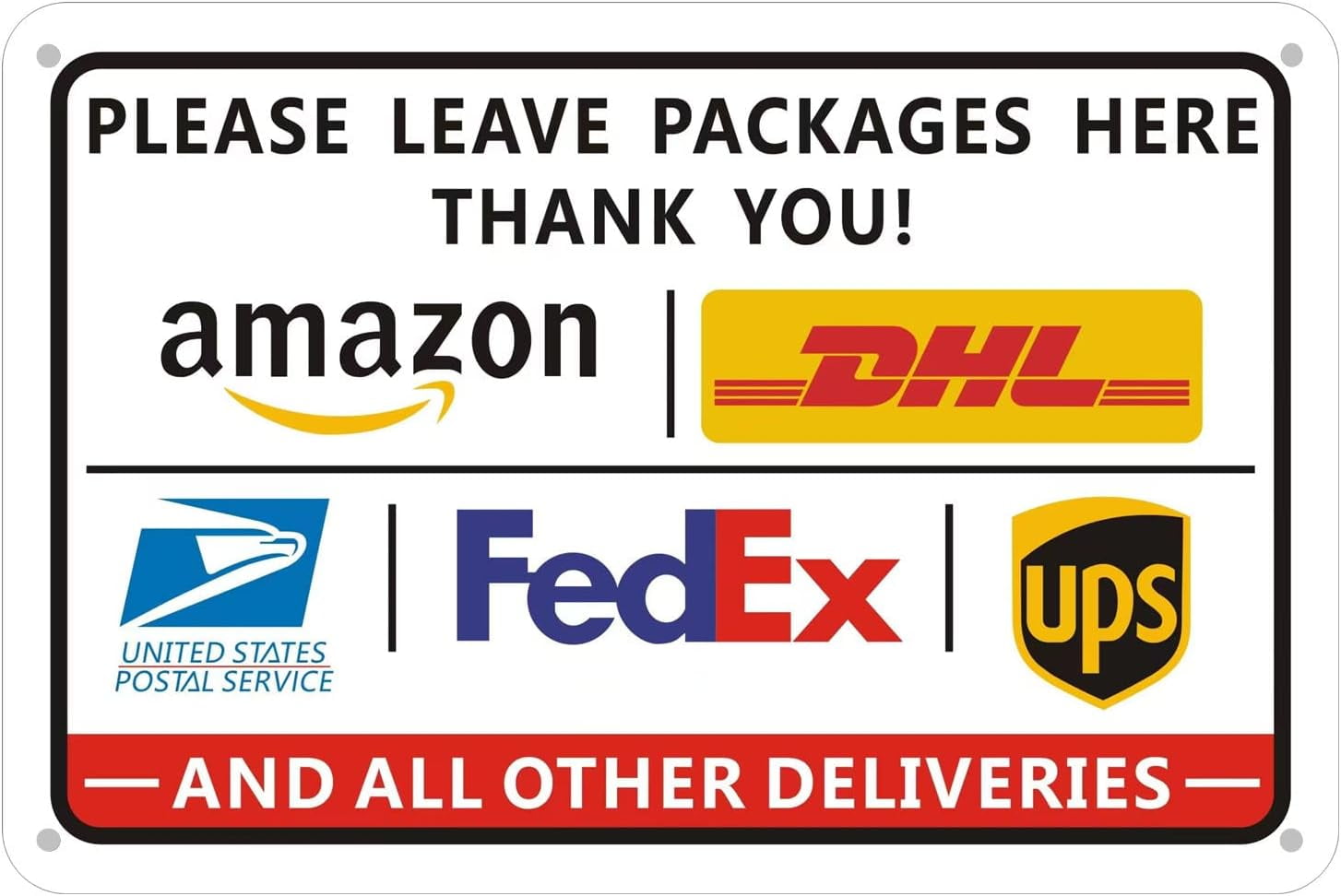 Please Leave Packages Here Sign 12 x 8 Inch, Aluminum Package Delivery ...