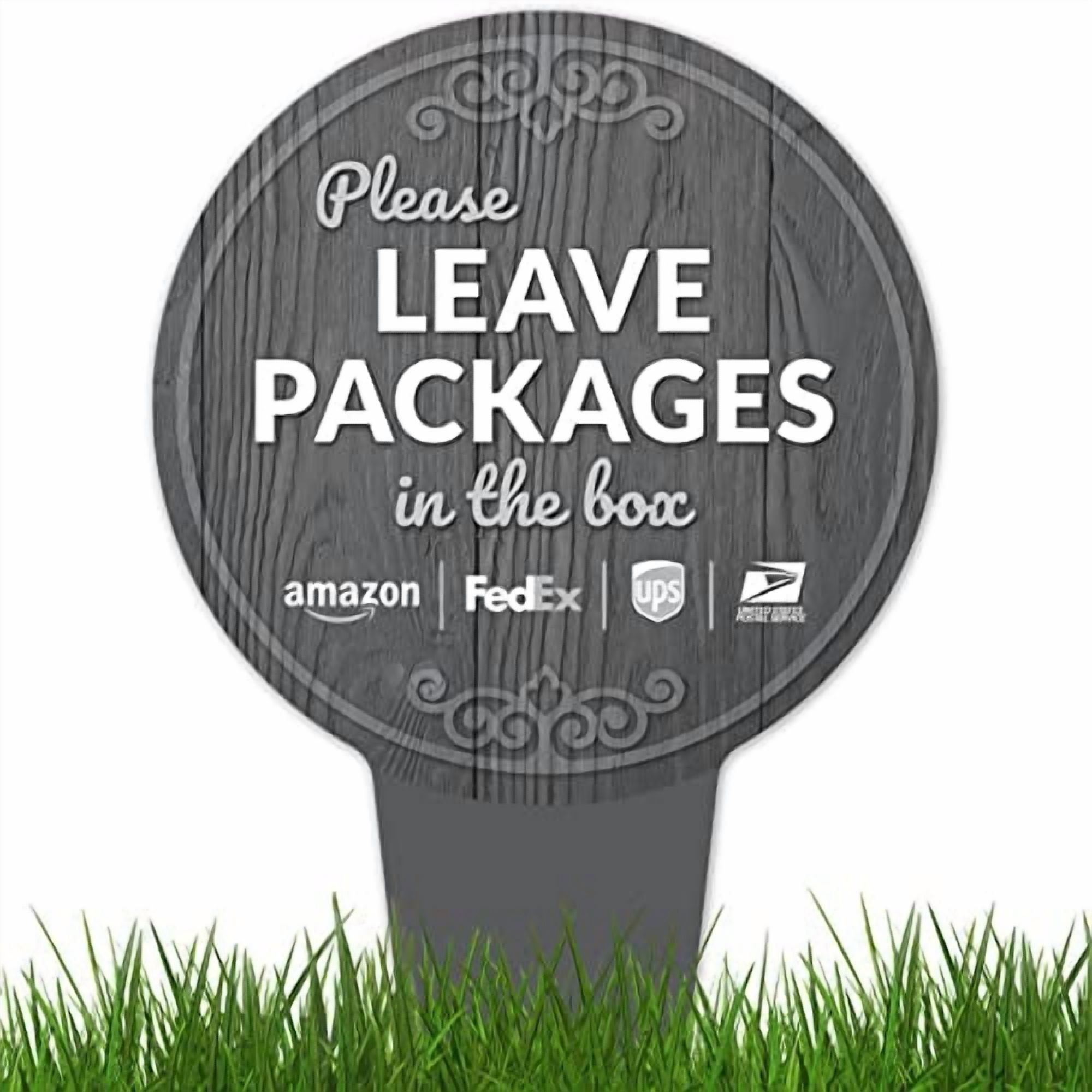 Please Leave Packages in The Box with Stake Sign, 7x13 Inches Round ...
