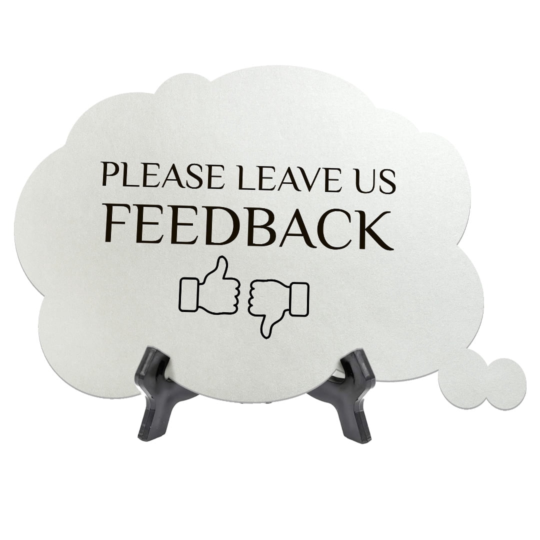 Please Leave Us Feedback Cloud Speech Bubble (6 x 4") Table Sign With ...