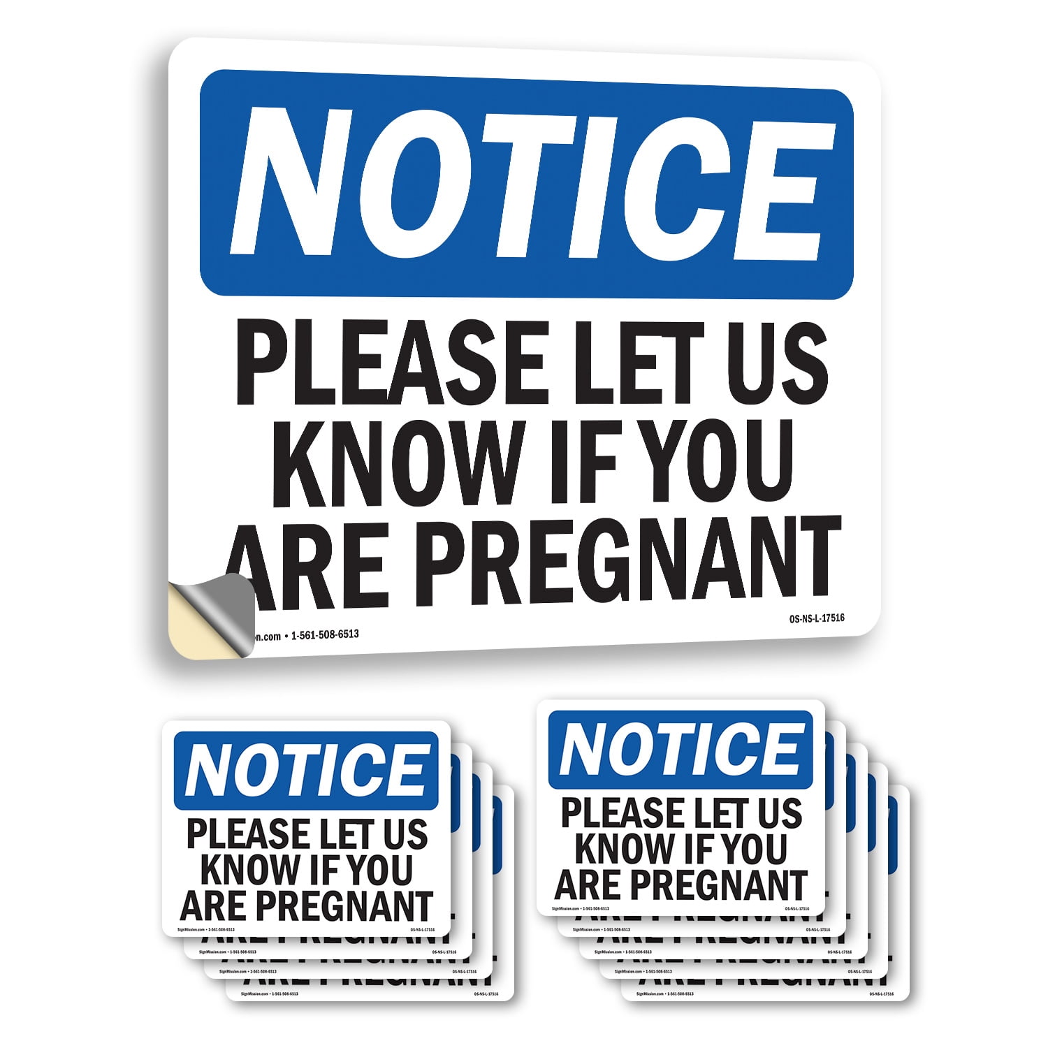 Please Let Us Know If You Are Pregnant OSHA Notice Vinyl Decal Label 10 ...