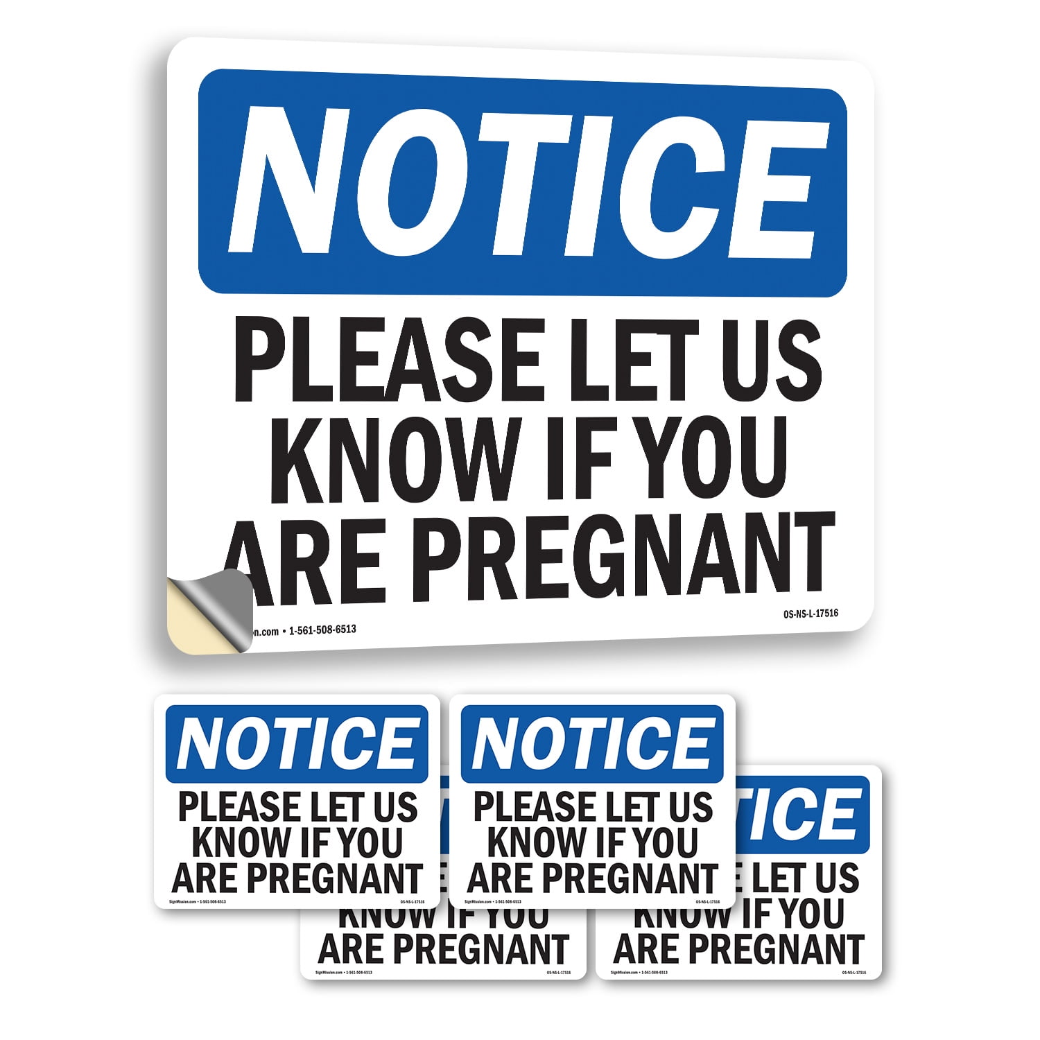 Please Let Us Know If You Are Pregnant OSHA Notice Vinyl Decal Label 18 ...