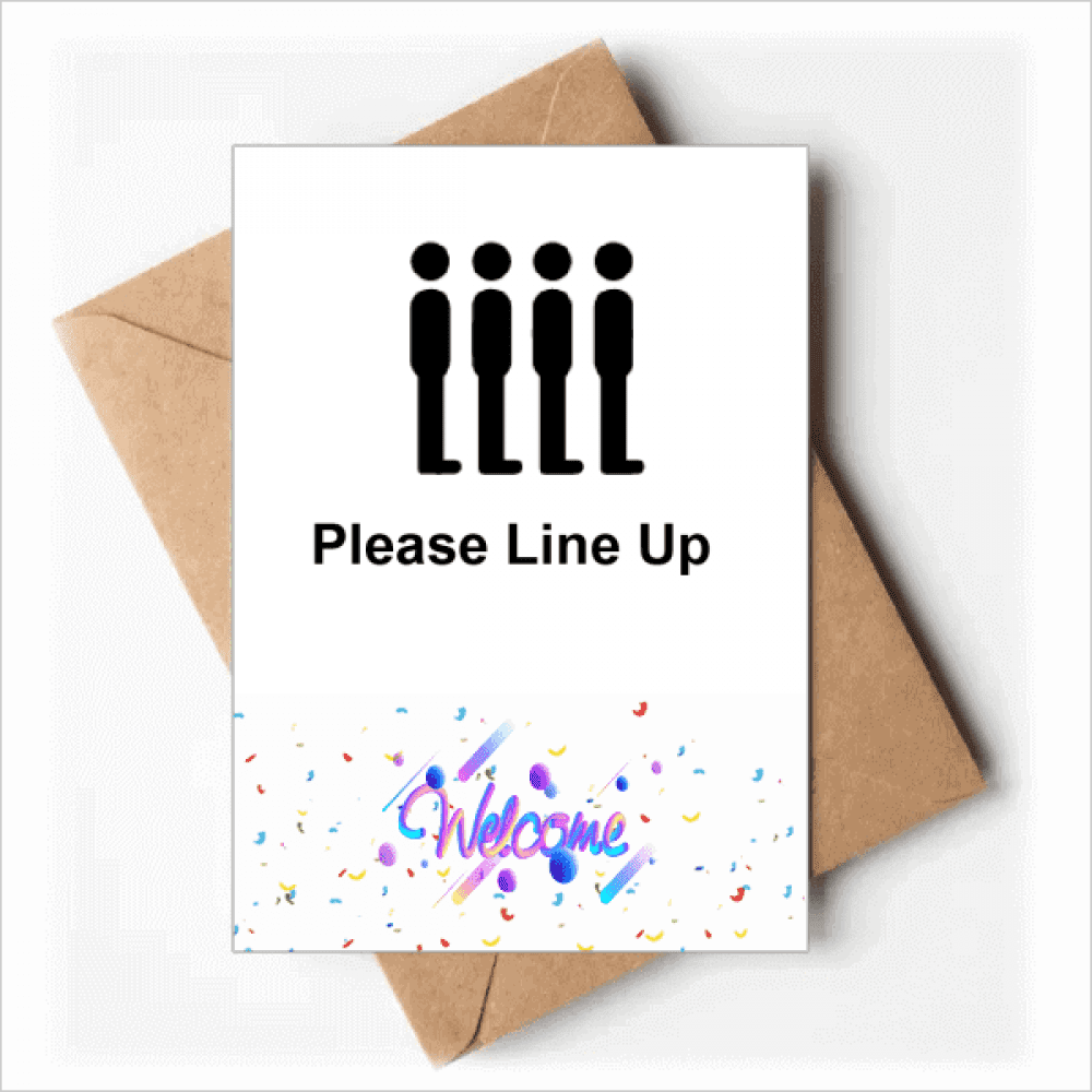 Please Line UP Black Symbol Welcome Back Greeting Cards Envelopes Blank ...