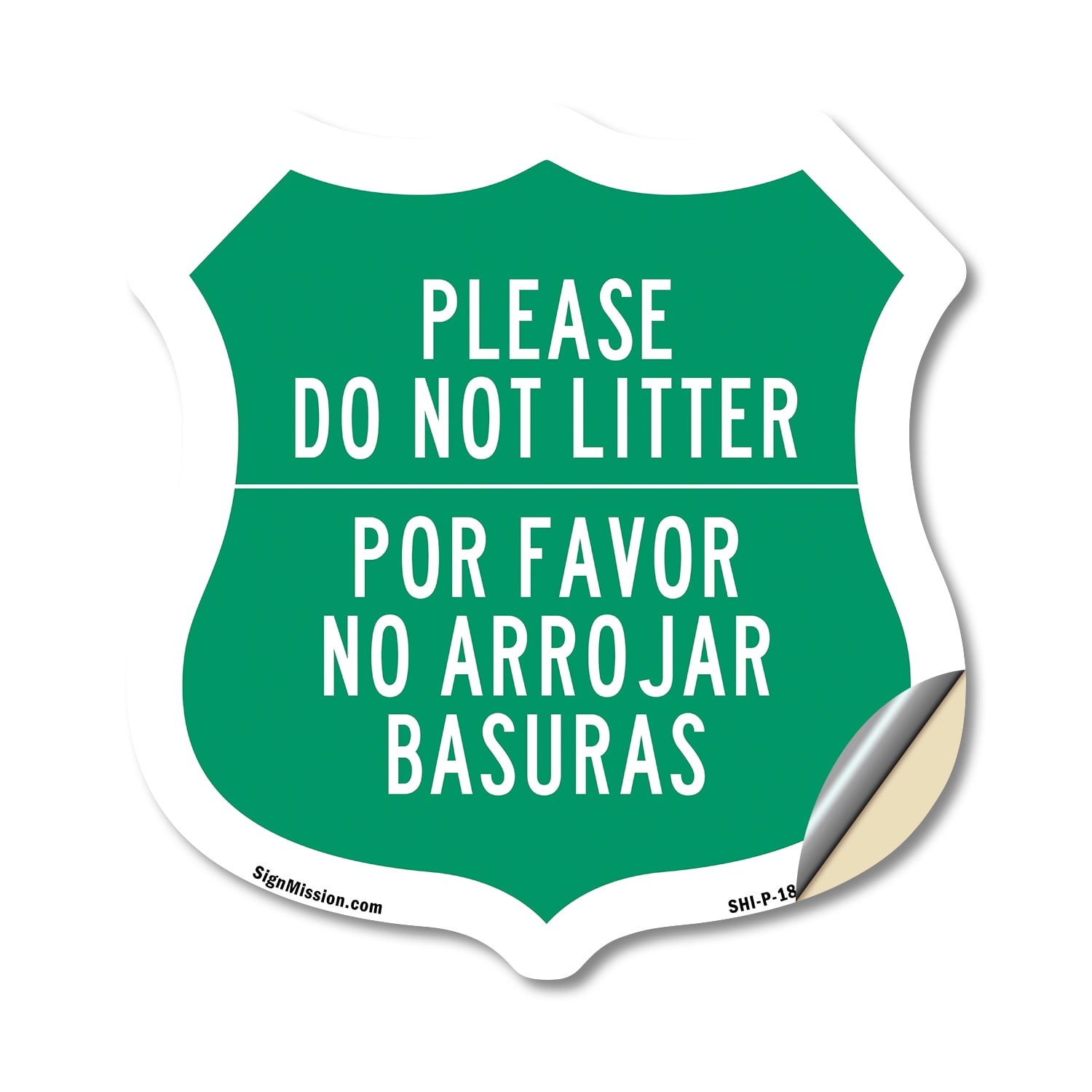 Please Do Not Litter Bilingual English / Spanish (2 Pack) 4 inch X 4 ...