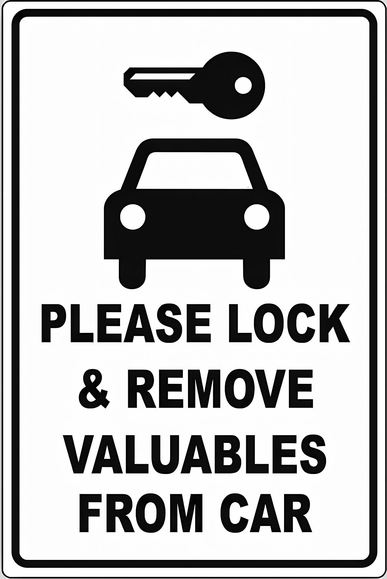 Please Lock And Remove Valuables From Car Caution Alert - 8"x12 ...