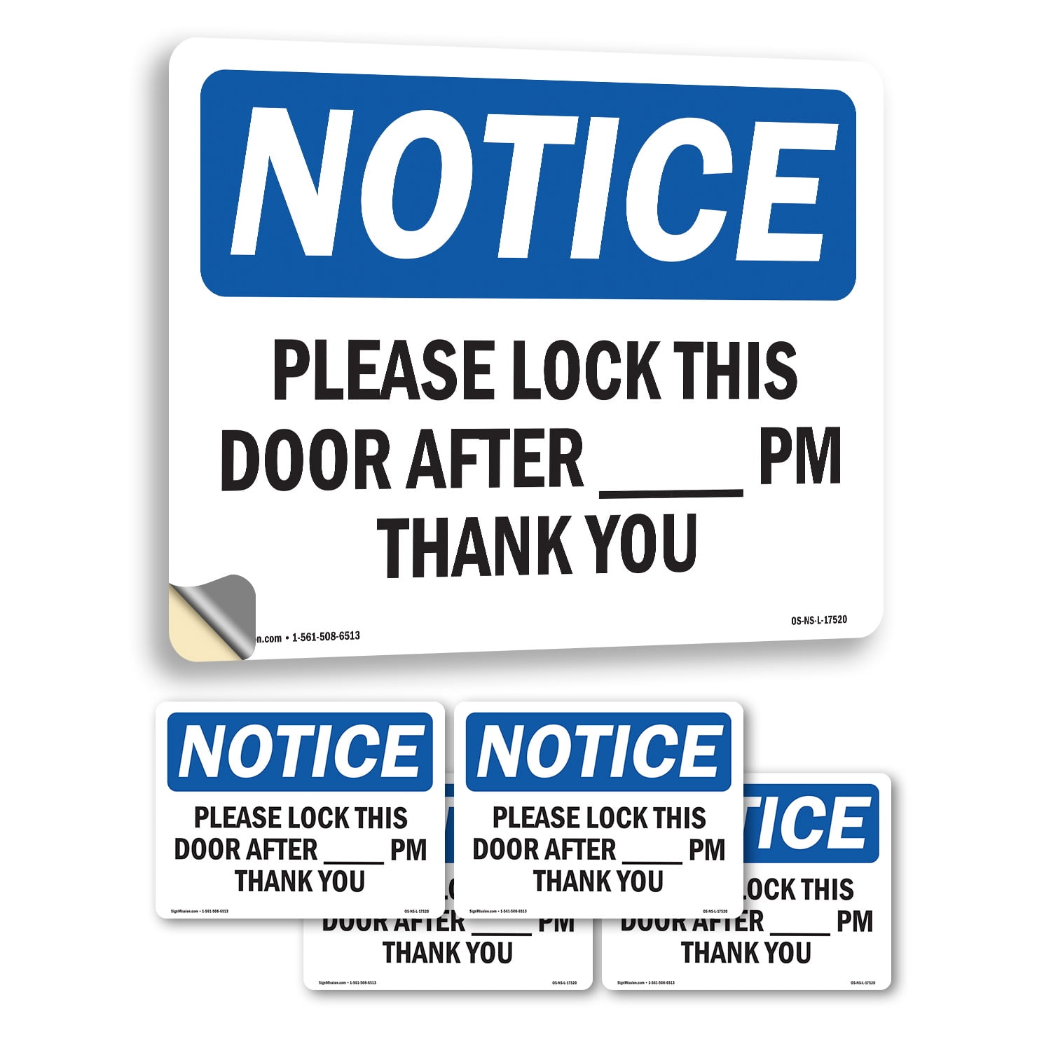 Please Lock This Door After ____ Pm Thank You OSHA Notice Vinyl Decal ...