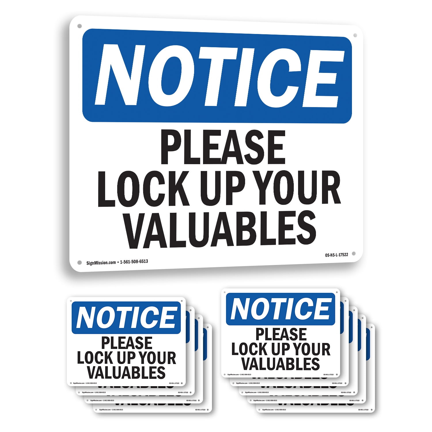 Please Lock Up Your Valuables OSHA Notice Aluminum Sign 10 Inch x 7 ...