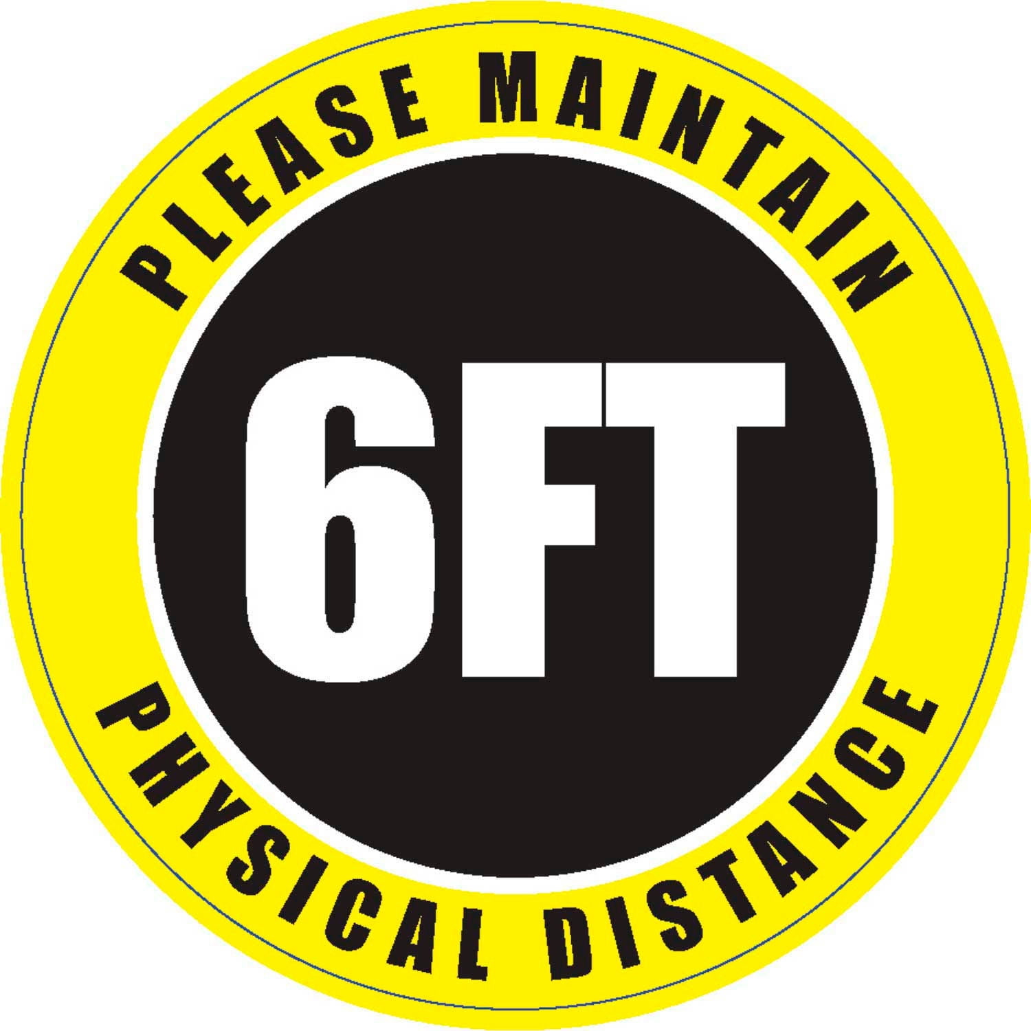 Please Maintain Physical Distance Sign 8'' Round Vinyl Adhesive ...