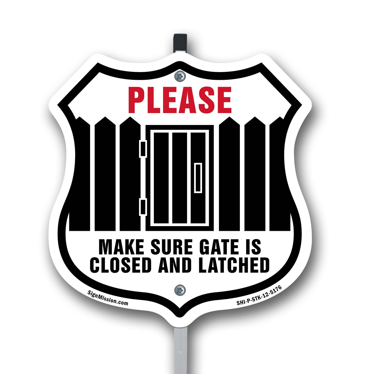 Please Make Sure Gate Is Closed And Latched 12 inch X 12 inch Shield ...