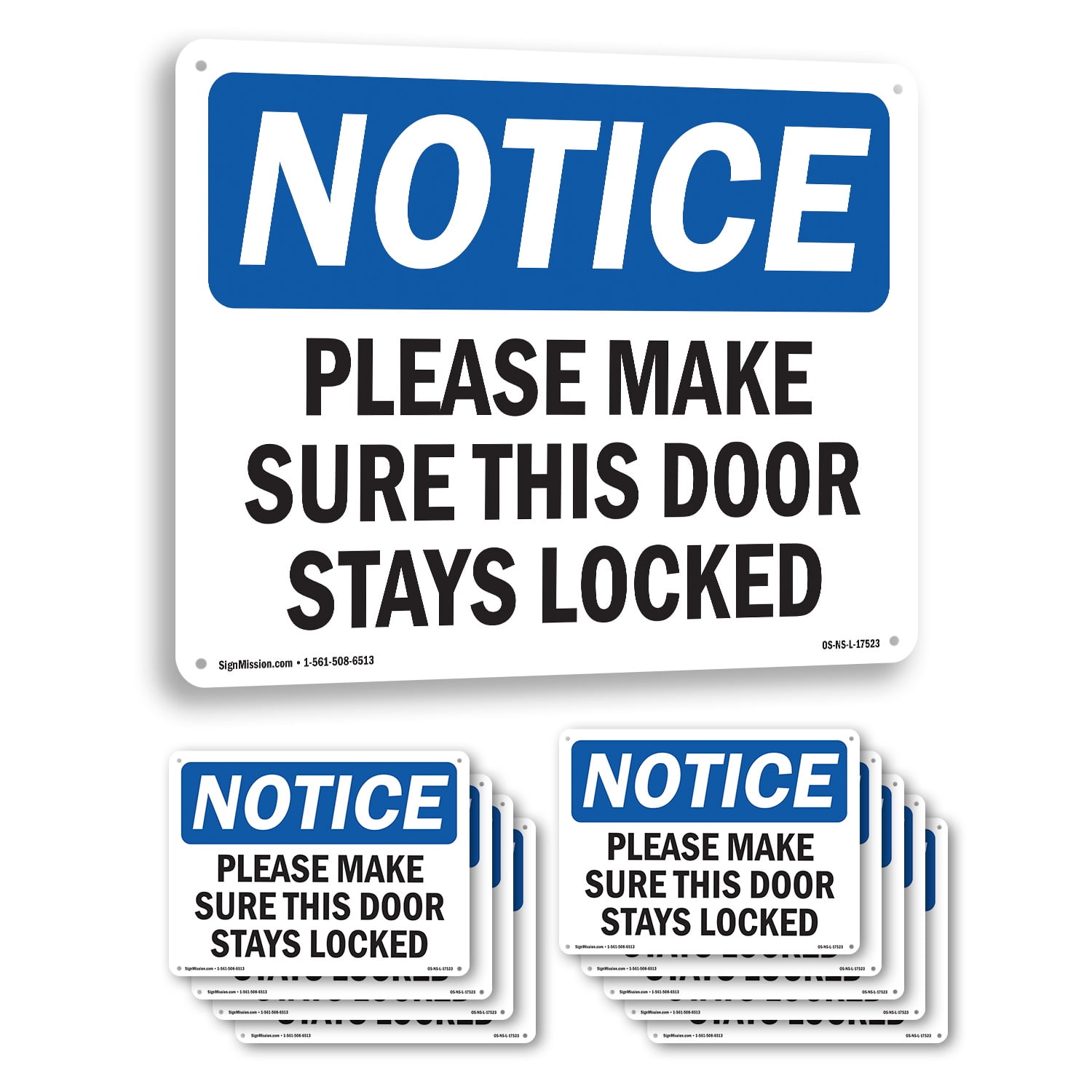 Please Make Sure This Door Stays Locked OSHA Notice Rigid Plastic Sign ...