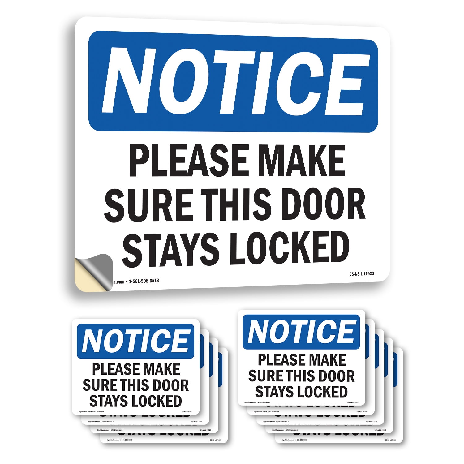 Please Make Sure This Door Stays Locked OSHA Notice Vinyl Decal Label ...