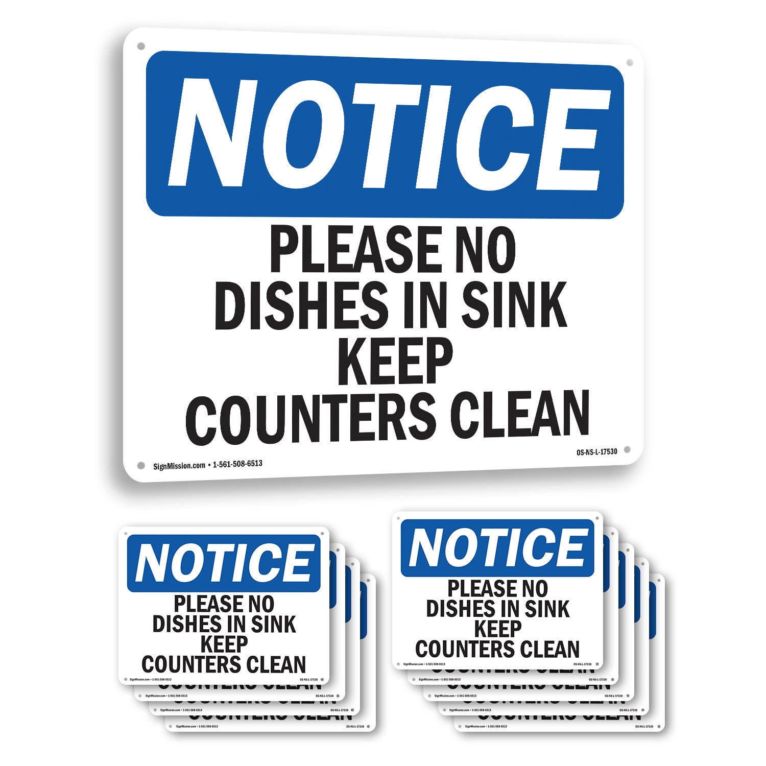 Please No Dishes In Sink Keep Counters Clean OSHA Notice Rigid Plastic ...