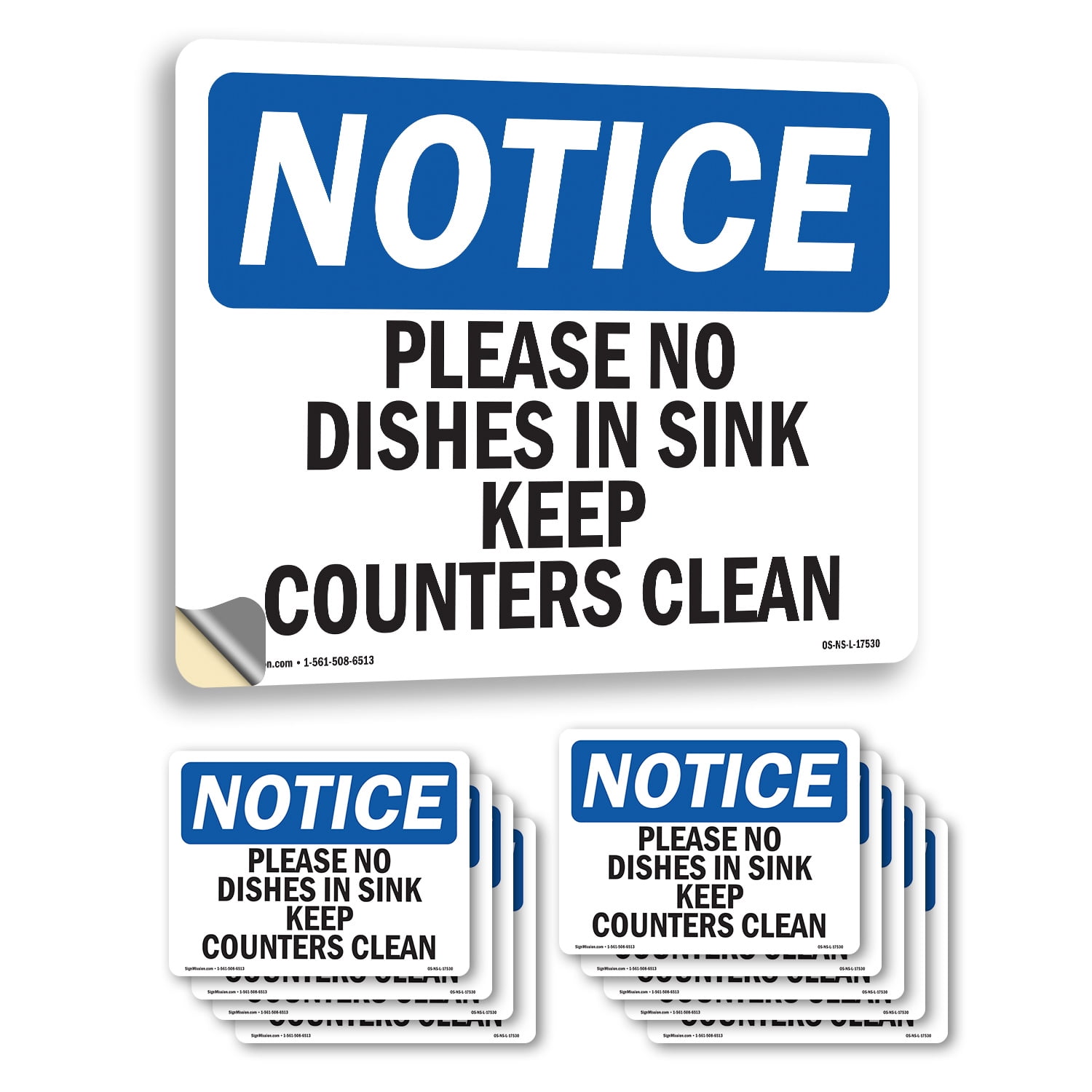 Please No Dishes In Sink Keep Counters Clean OSHA Notice Vinyl Decal ...