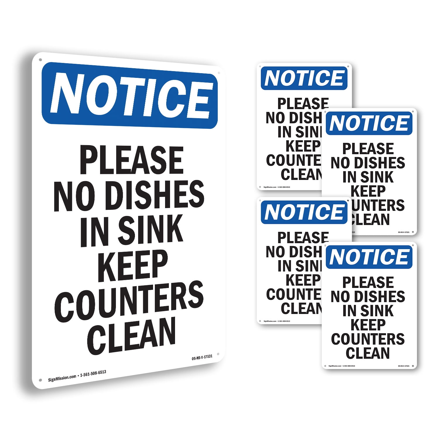 Please No Dishes In Sink Keep OSHA Notice Rigid Plastic Sign 24 Inch x ...