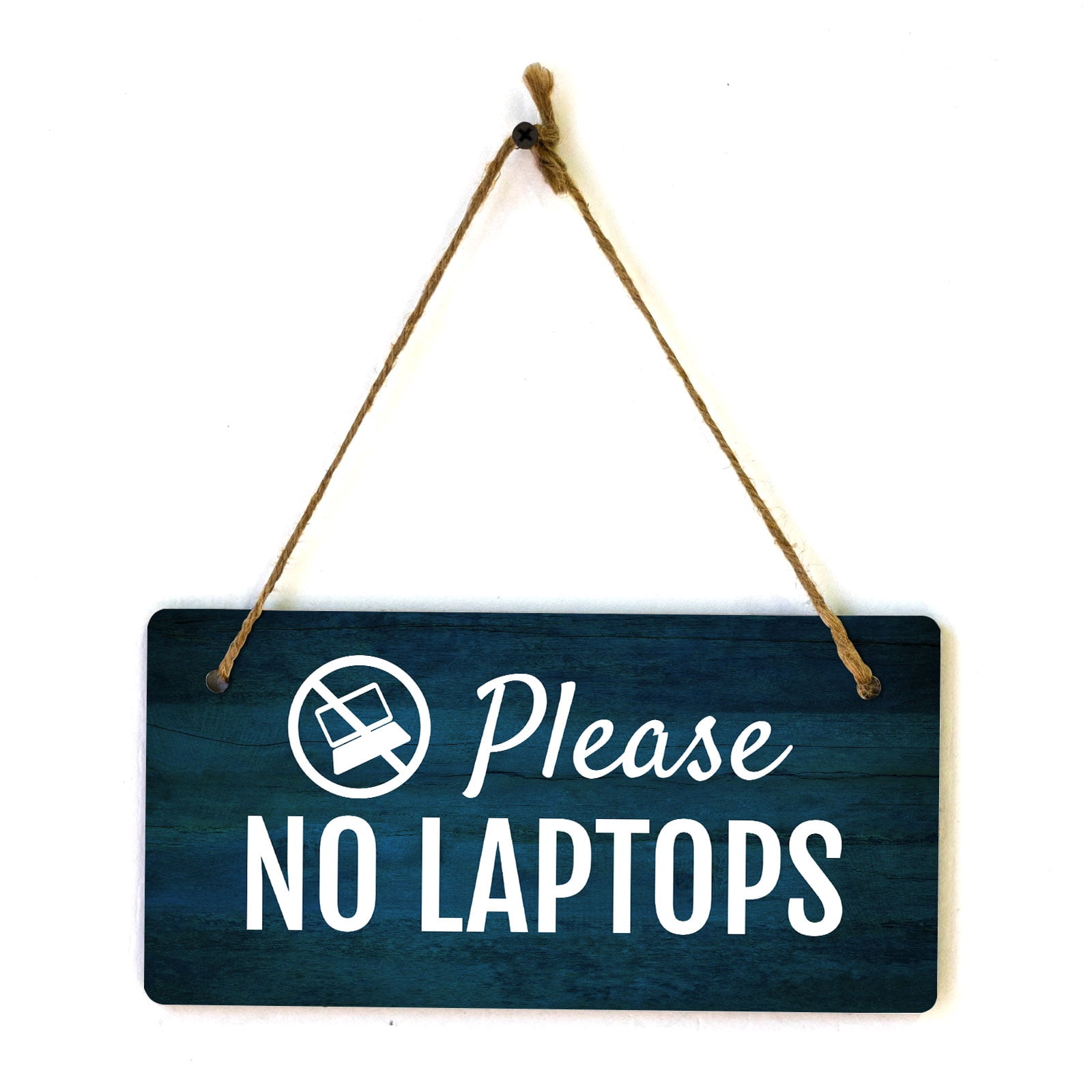 Please No Laptops 5x10 Hanging Plus Wall or Door Sign | Cafe Etiquette ...