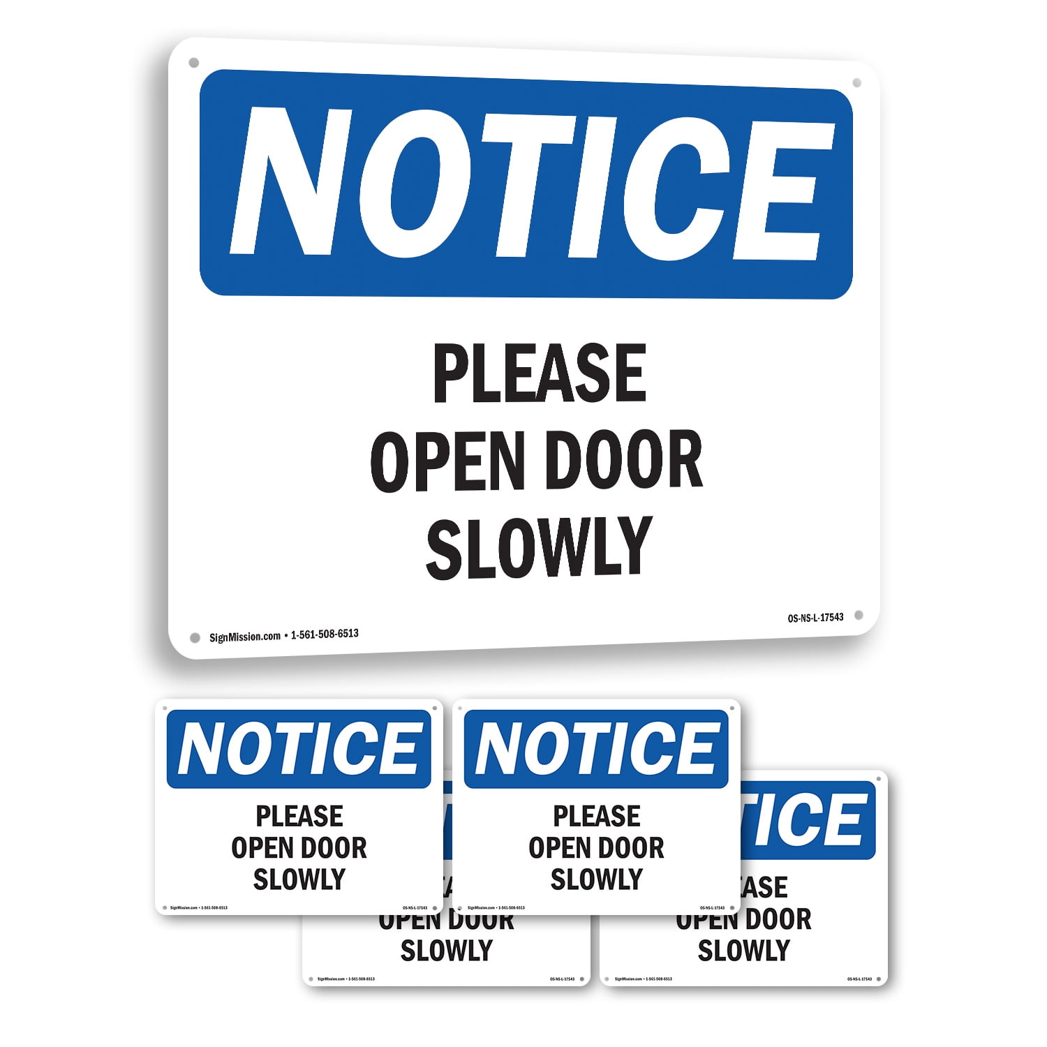 Please Open Door Slowly OSHA Notice Rigid Plastic Sign 18 Inch x 12 Inch - 5 Pack - Walmart.com