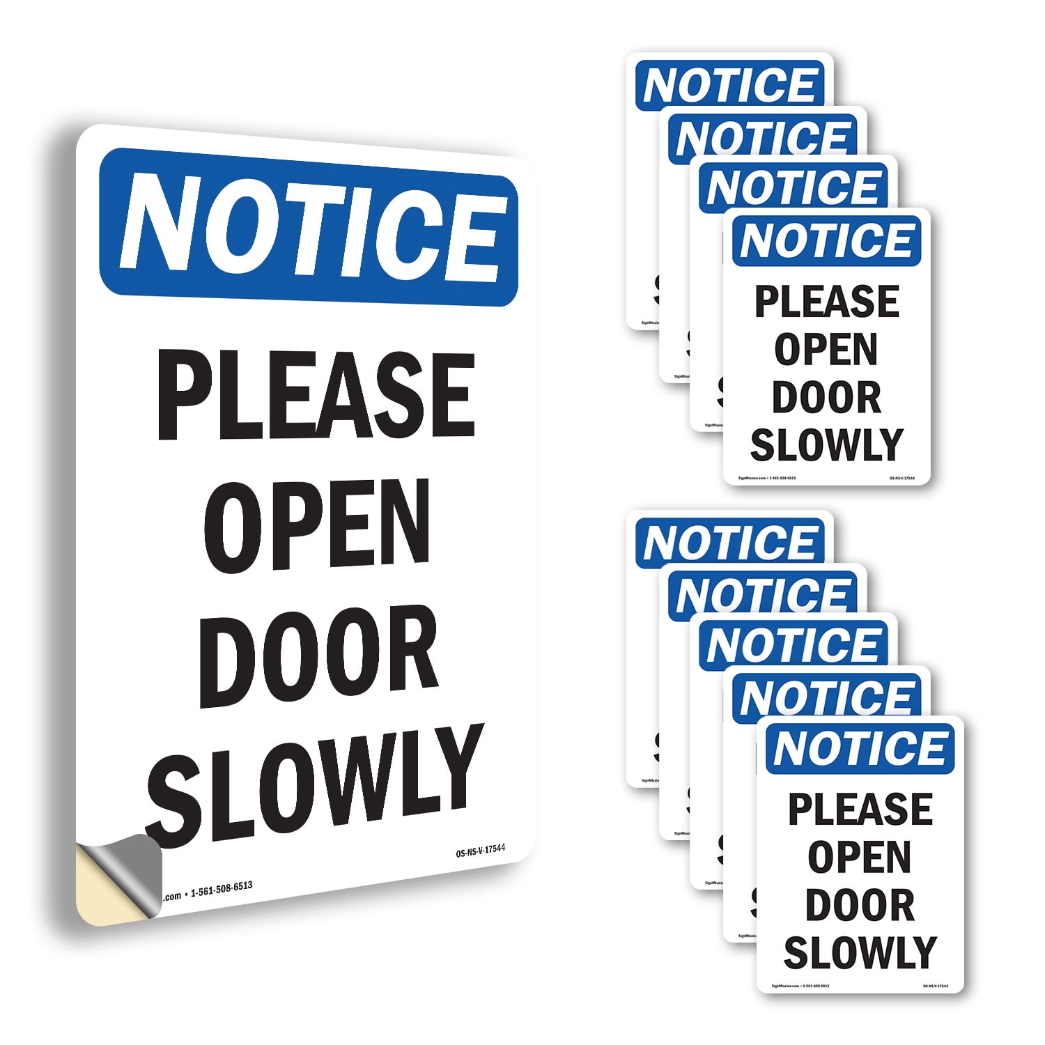 Please Open Door Slowly OSHA Notice Vinyl Decal Label 10 Inch x 7 Inch ...
