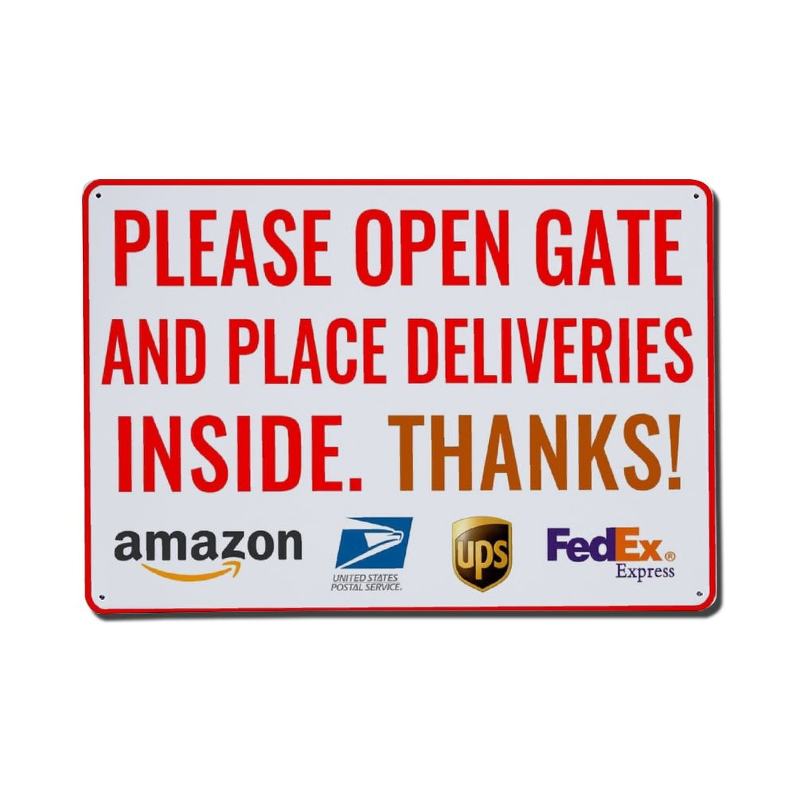 Please Open Gate And Place Deliveries Inside Delivery Instruction Metal ...